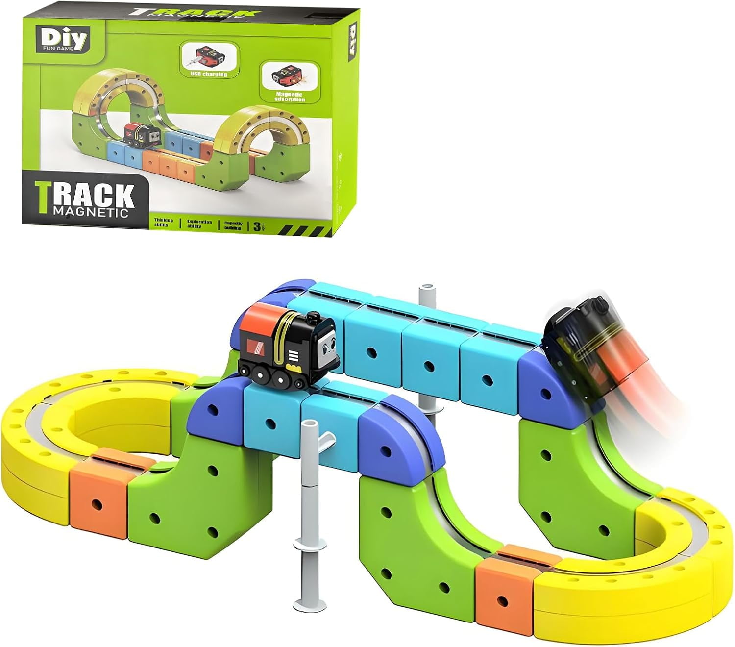 Clickrail Electric Train Set Flexible Race Track, Electric Train with ...