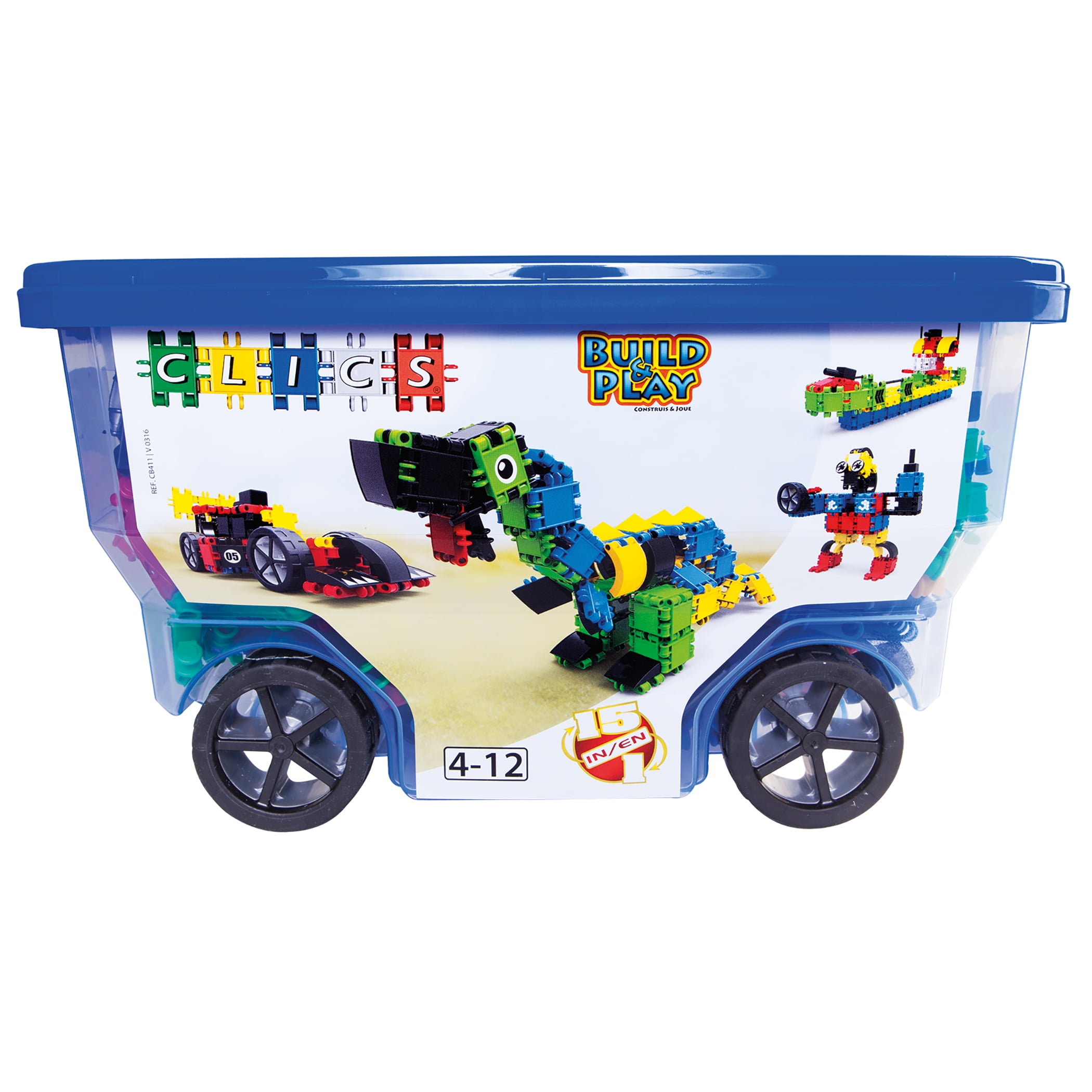 Clics Toys CLICS Construction Roller Bucket (400 Pieces) - Walmart.com