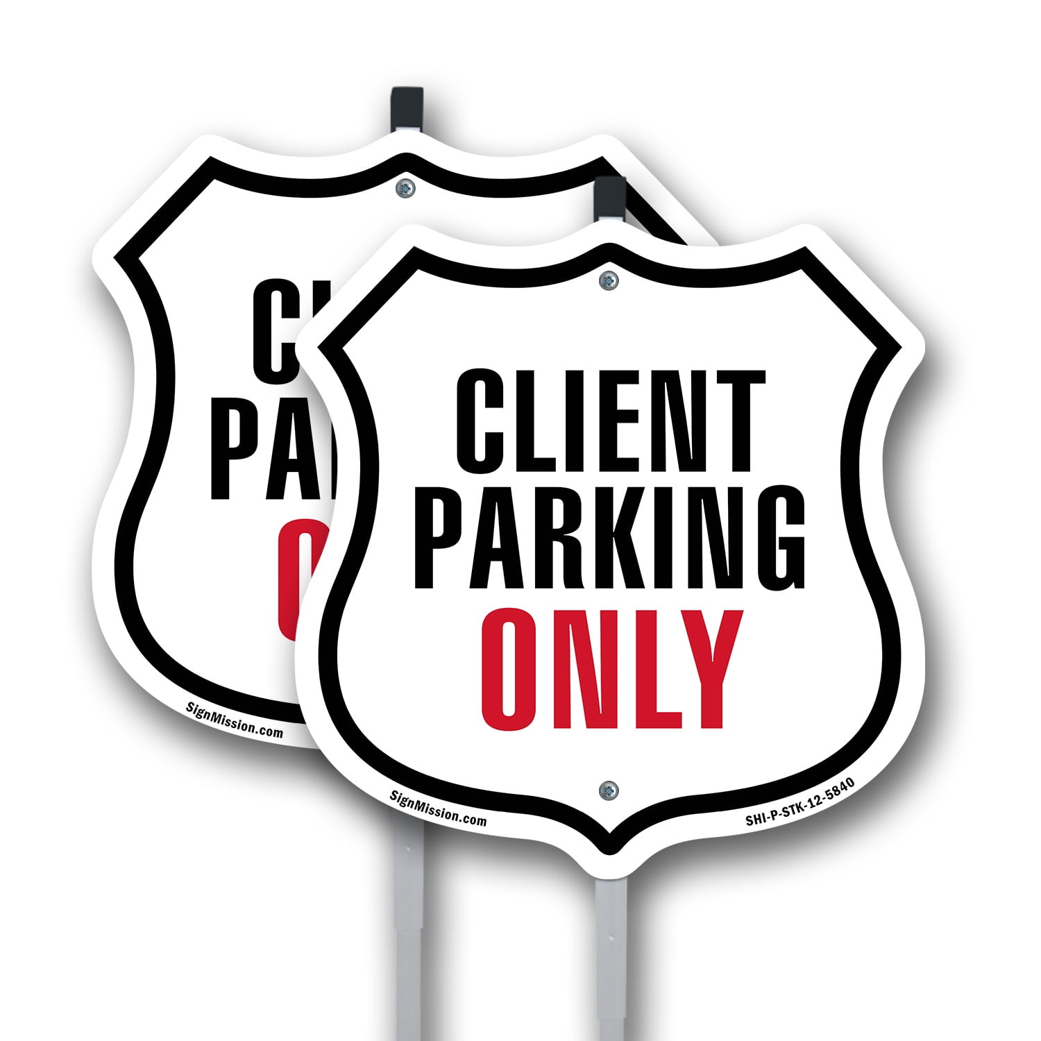 Client Parking Only (2 Pack) 12 inch X 12 inch Shield Shaped Commercial ...