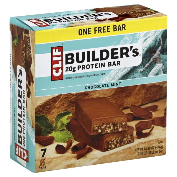 Clif Bar Builders Chocolate Mint Protein Bar, 2.40 Oz., 7 Count ...