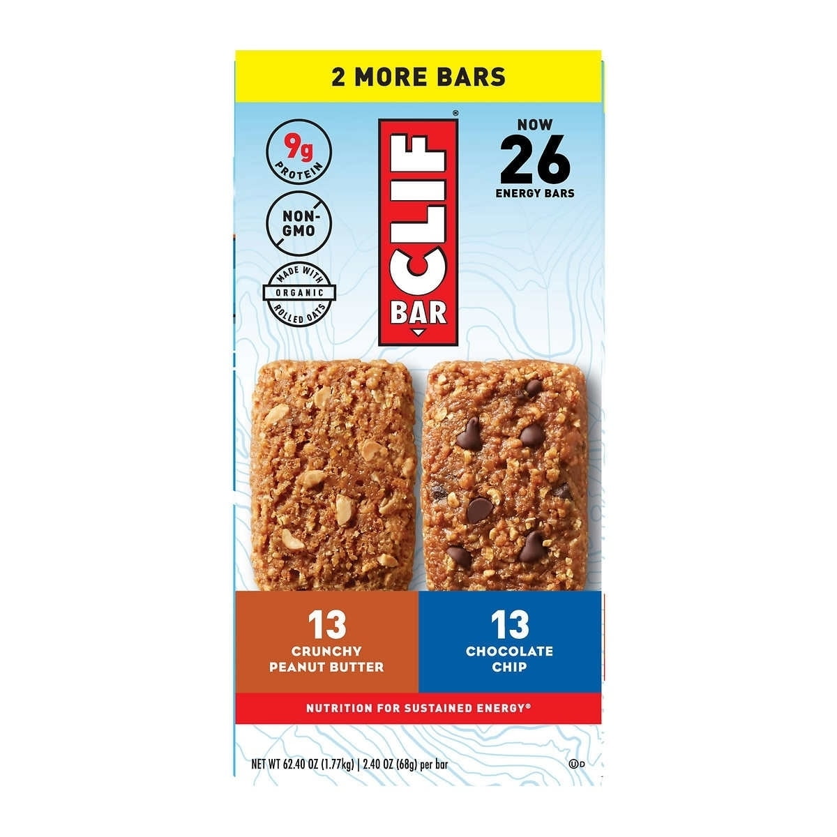 Clif Bar Organic Rolled Oats Variety Pack, No Added Sugars, 2.4 Ounce ...