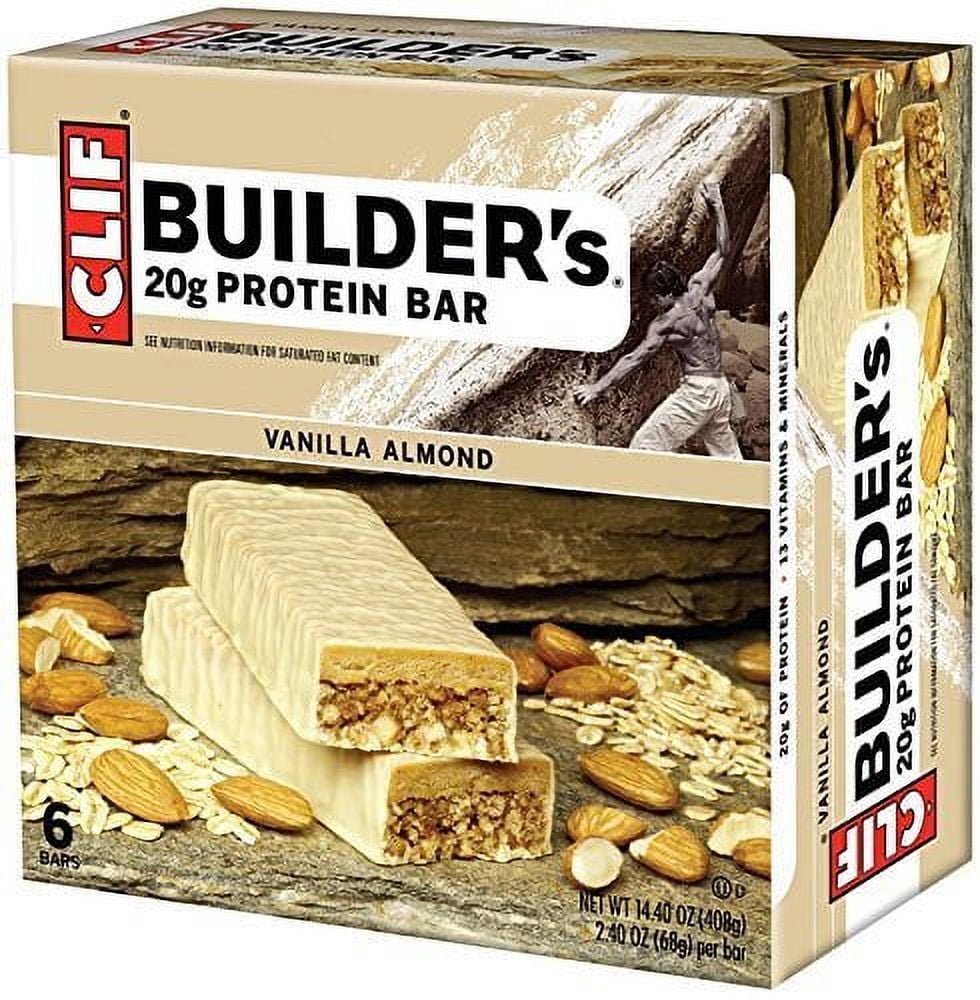 Clif Builder's Vanilla Almond AKF18 Protein Bars, 1 Box with 6 Bars ...