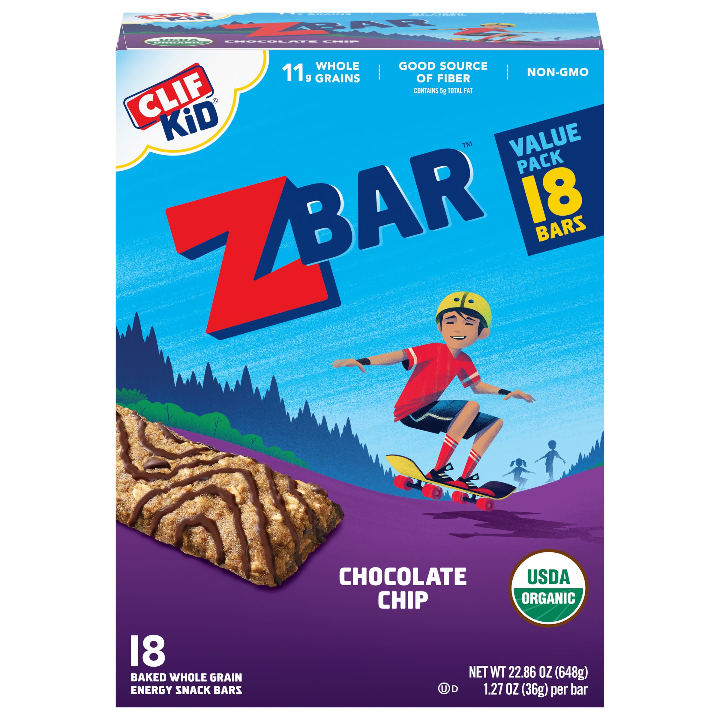 Clif Kid Zbar - Chocolate Chip - Baked Whole Grain Snack Bars - USDA ...