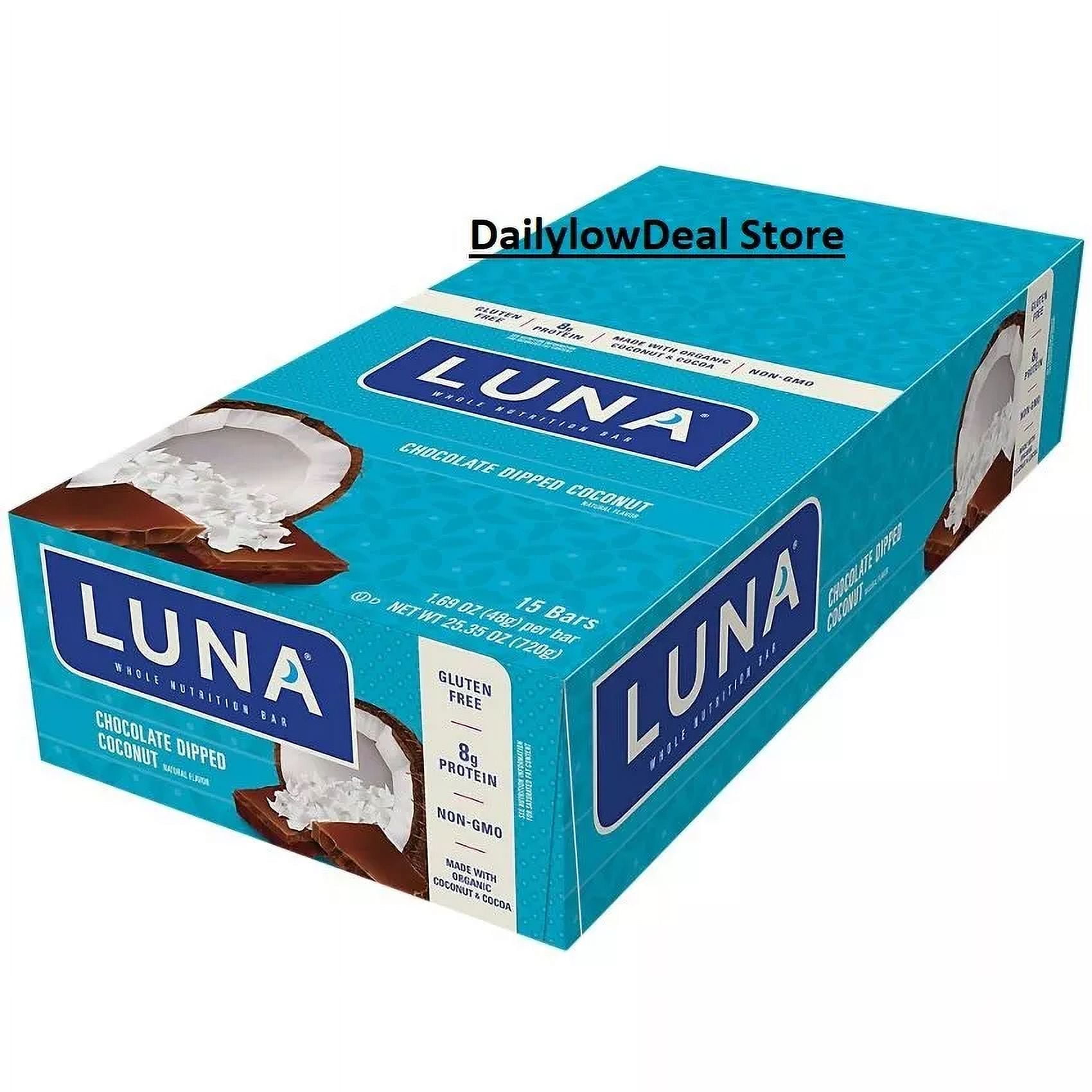 Clif Luna Bar Chocolate Dipped Coconut - Box of 15 bars - Walmart.com