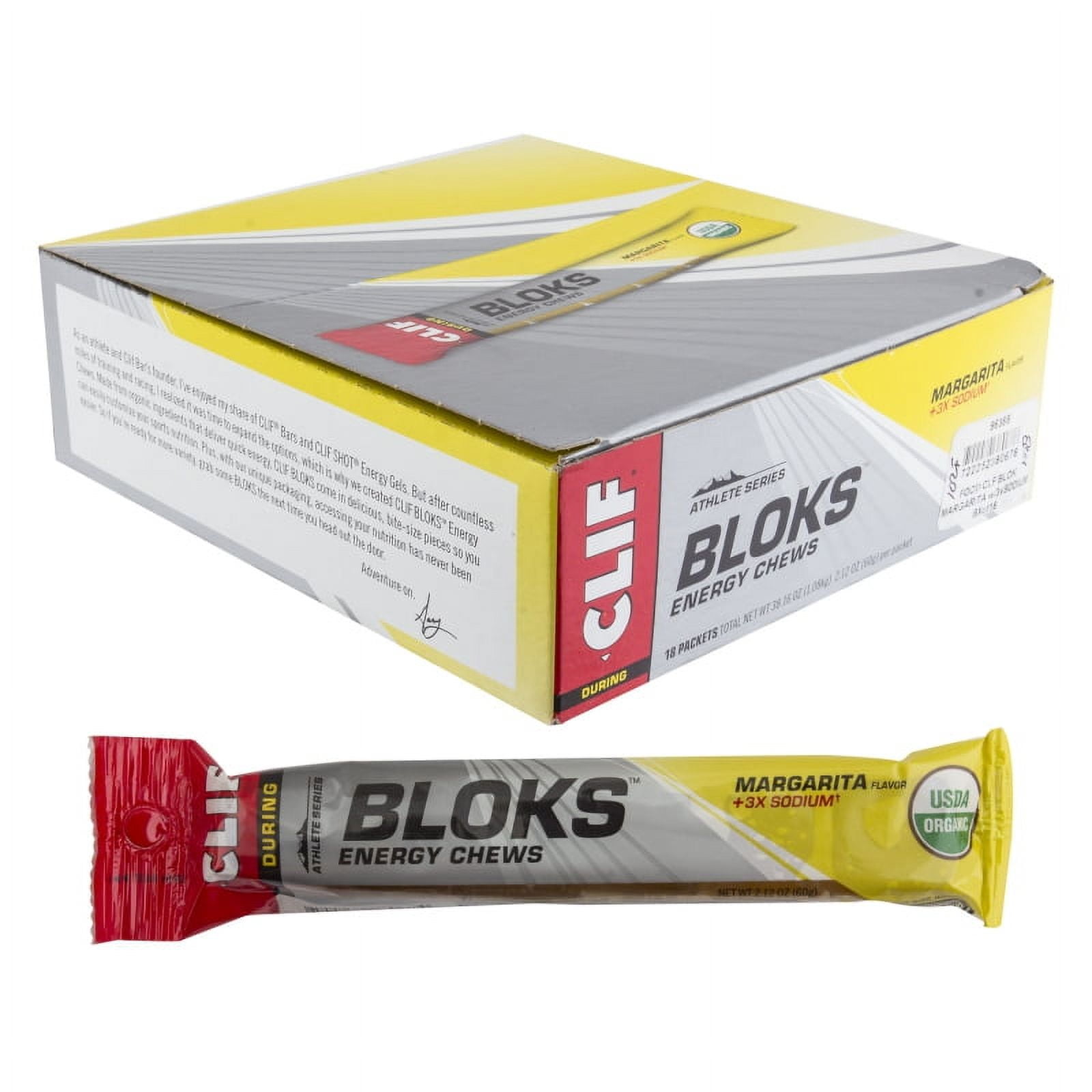 Clif Shot Bloks Electrolyte Chews - Margarita, 18 - 2.1 oz (60g ...