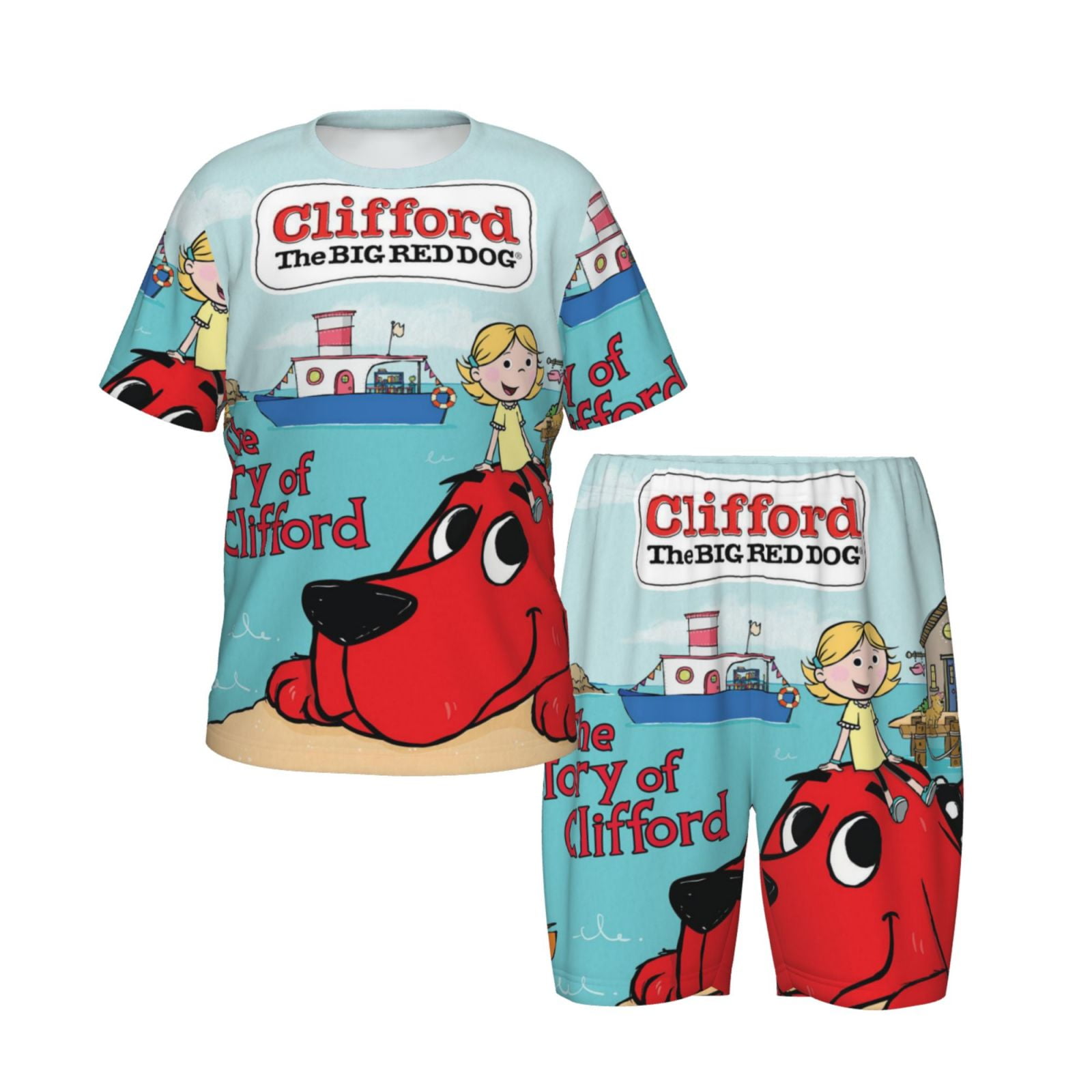 Clif-ford Big Red Dog Pajamas Set Summer Cartoon Printed Short Set Kid ...