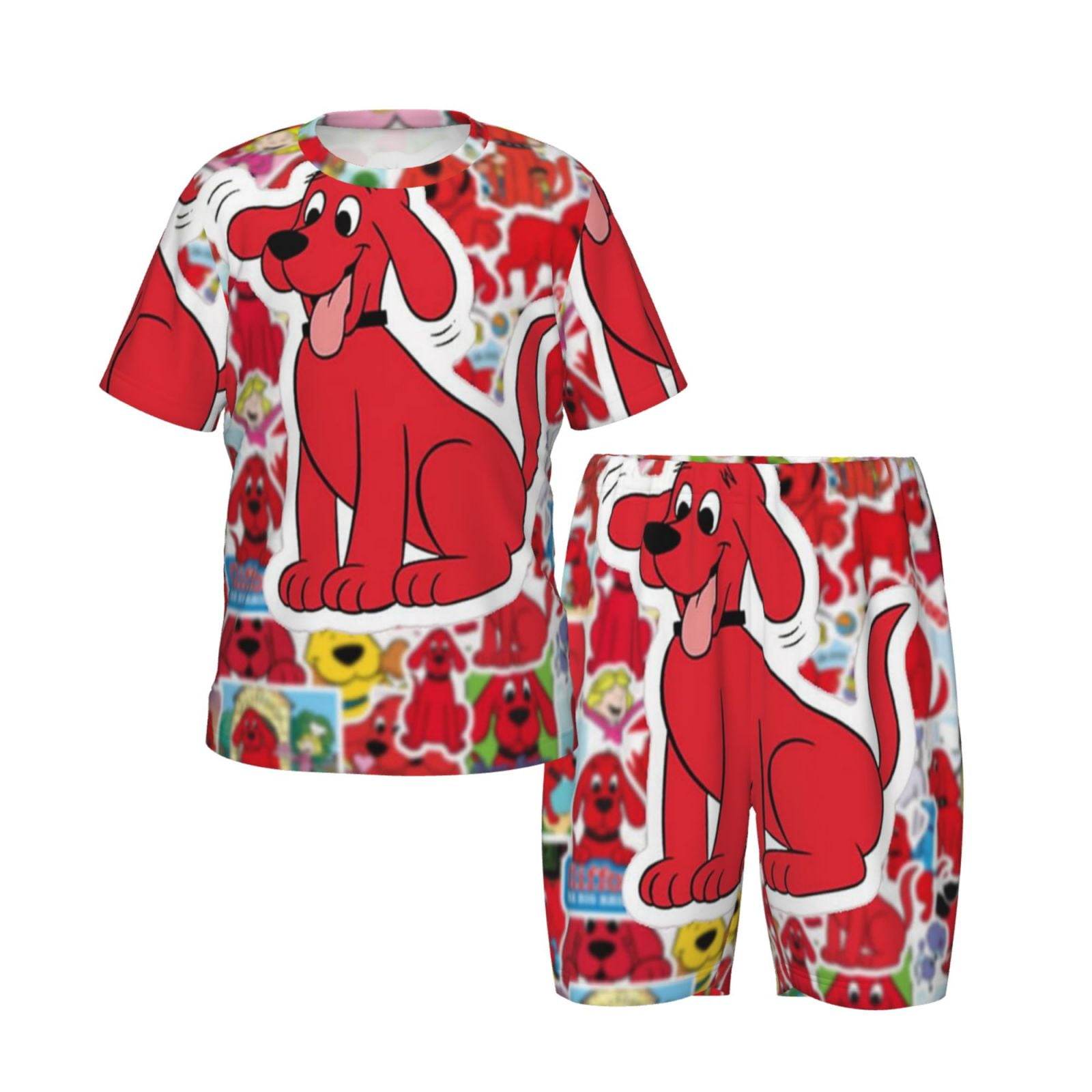 Clif-ford Big Red Dog Pajamas Set Summer Cartoon Printed Short Set Kid ...
