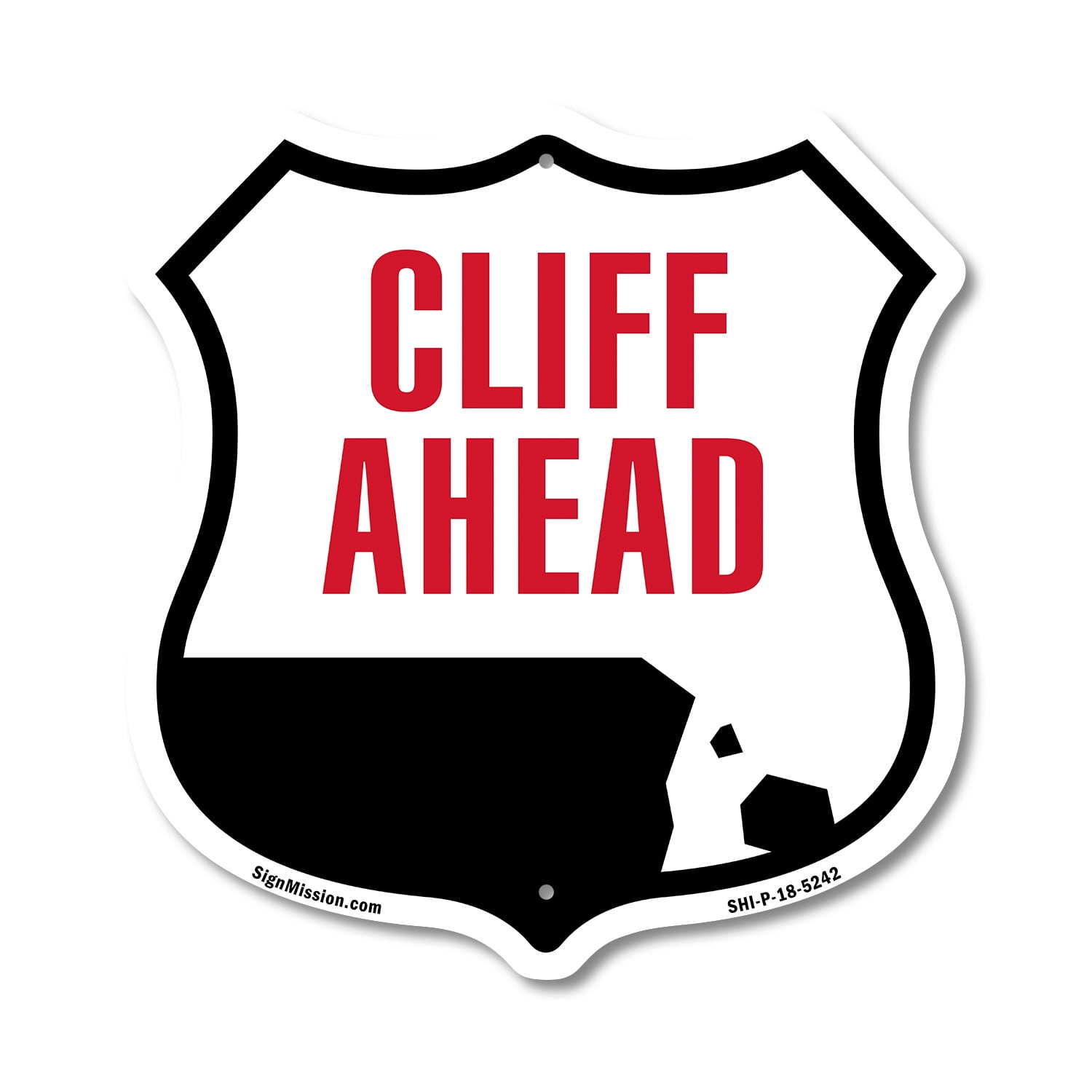 Cliff Ahead (2 Pack) 18 inch X 18 inch Shield Shaped Commercial Grade ...