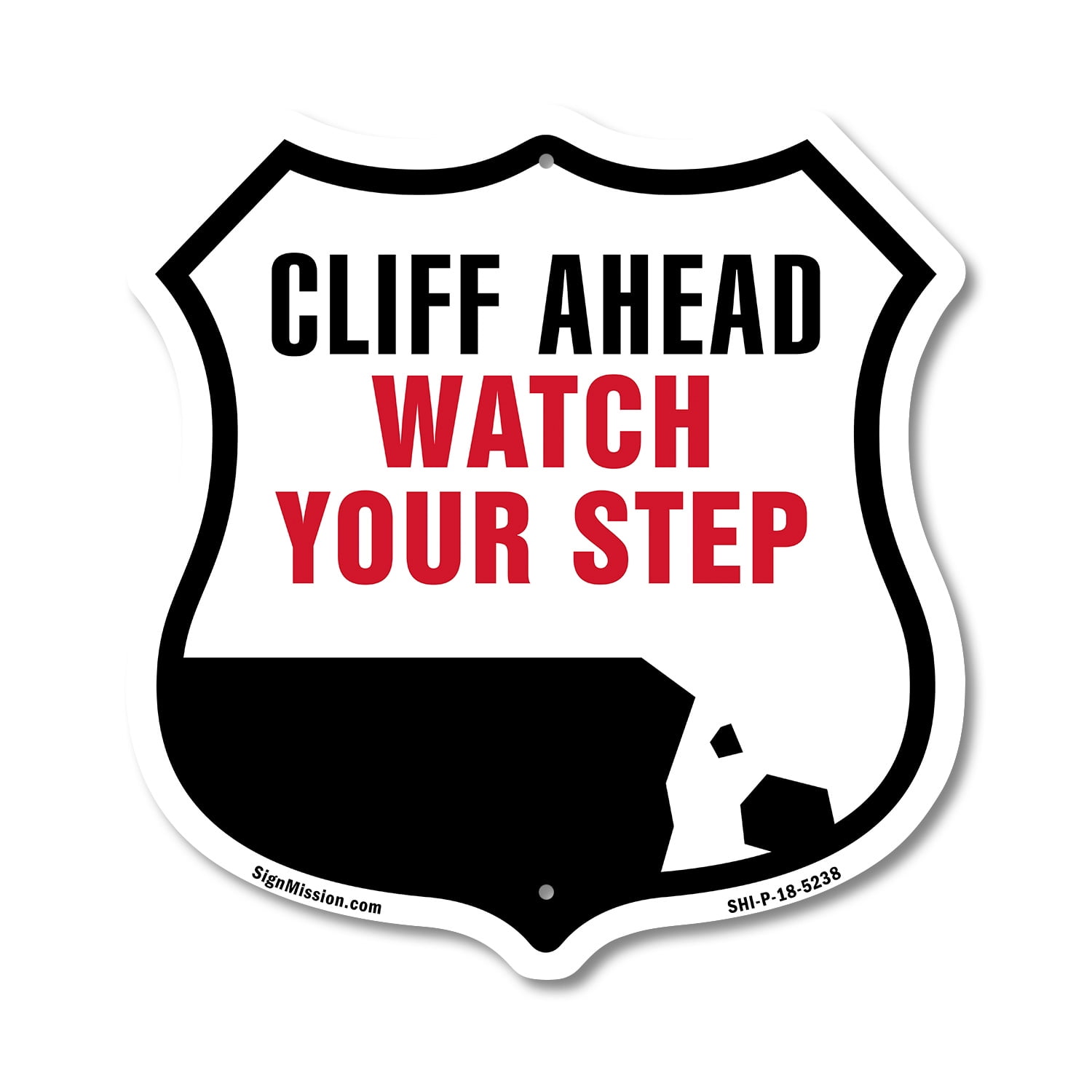 Cliff Ahead Watch Your Step (2 Pack) 6 inch X 6 inch Shield Shaped ...