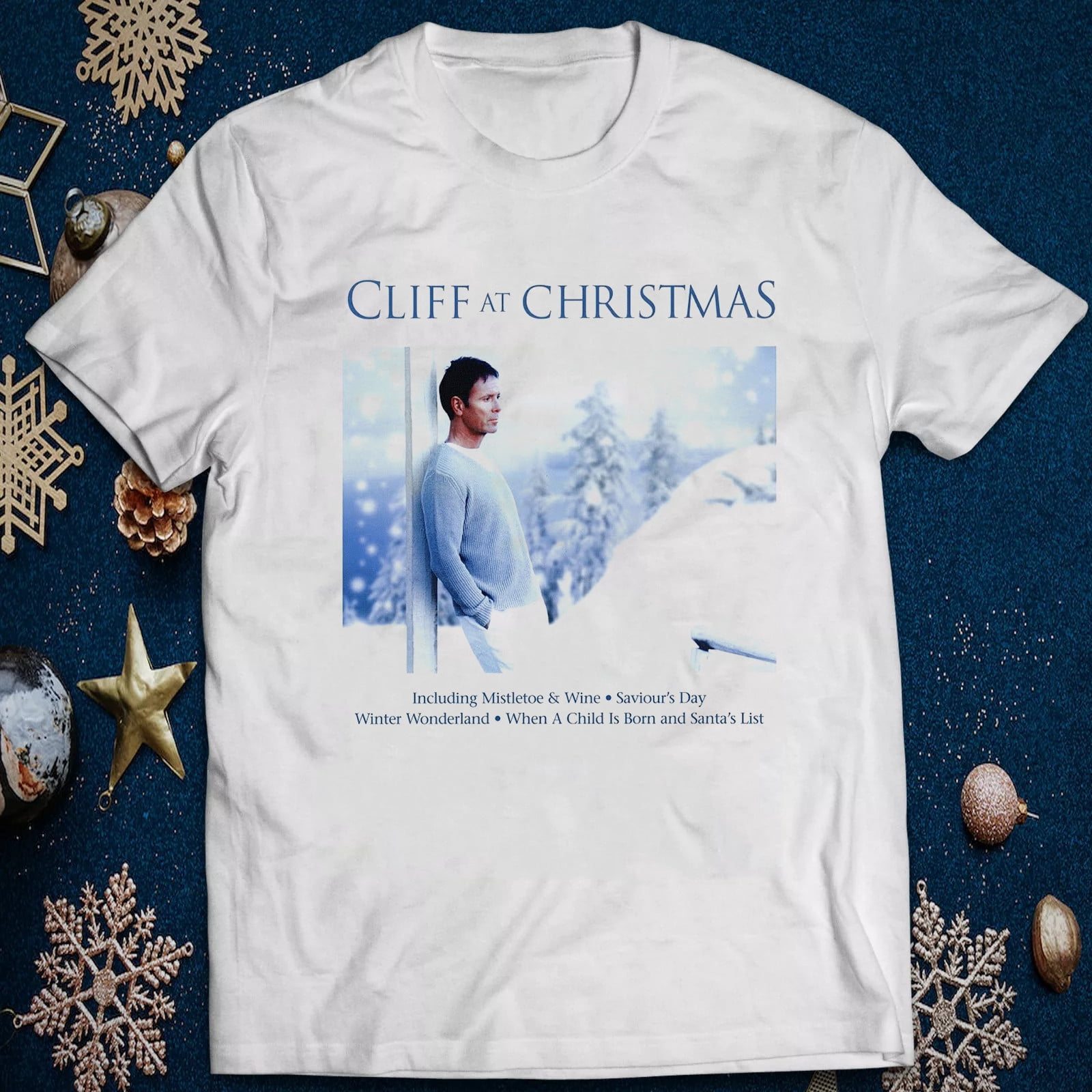 Cliff Richard Cliff at Christmas White Cotton T Shirt Size S-5XL ...