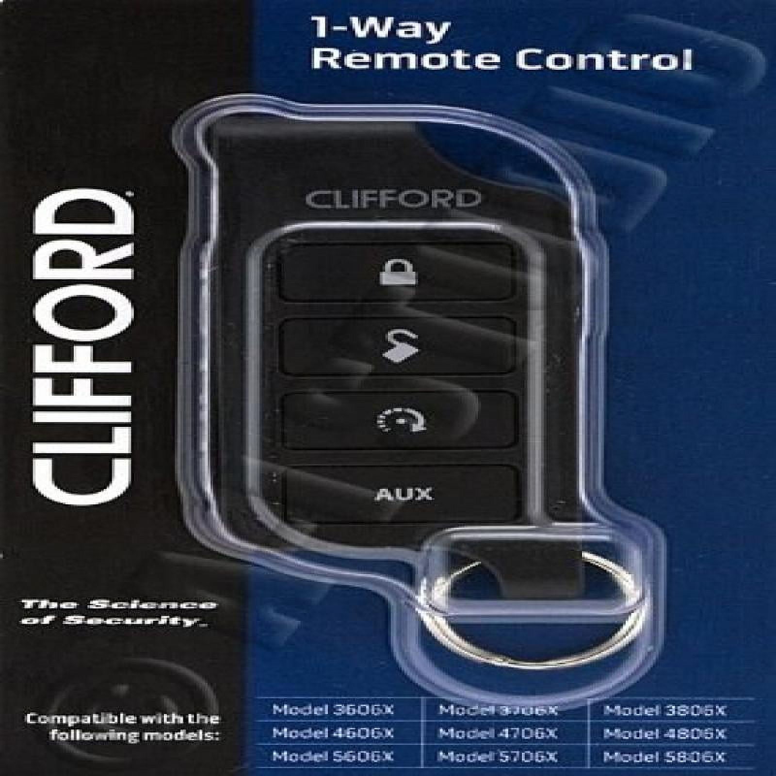 Clifford 7656X 1-Way 4-Button Car Remote Control with Battery, Up to 1/ ...