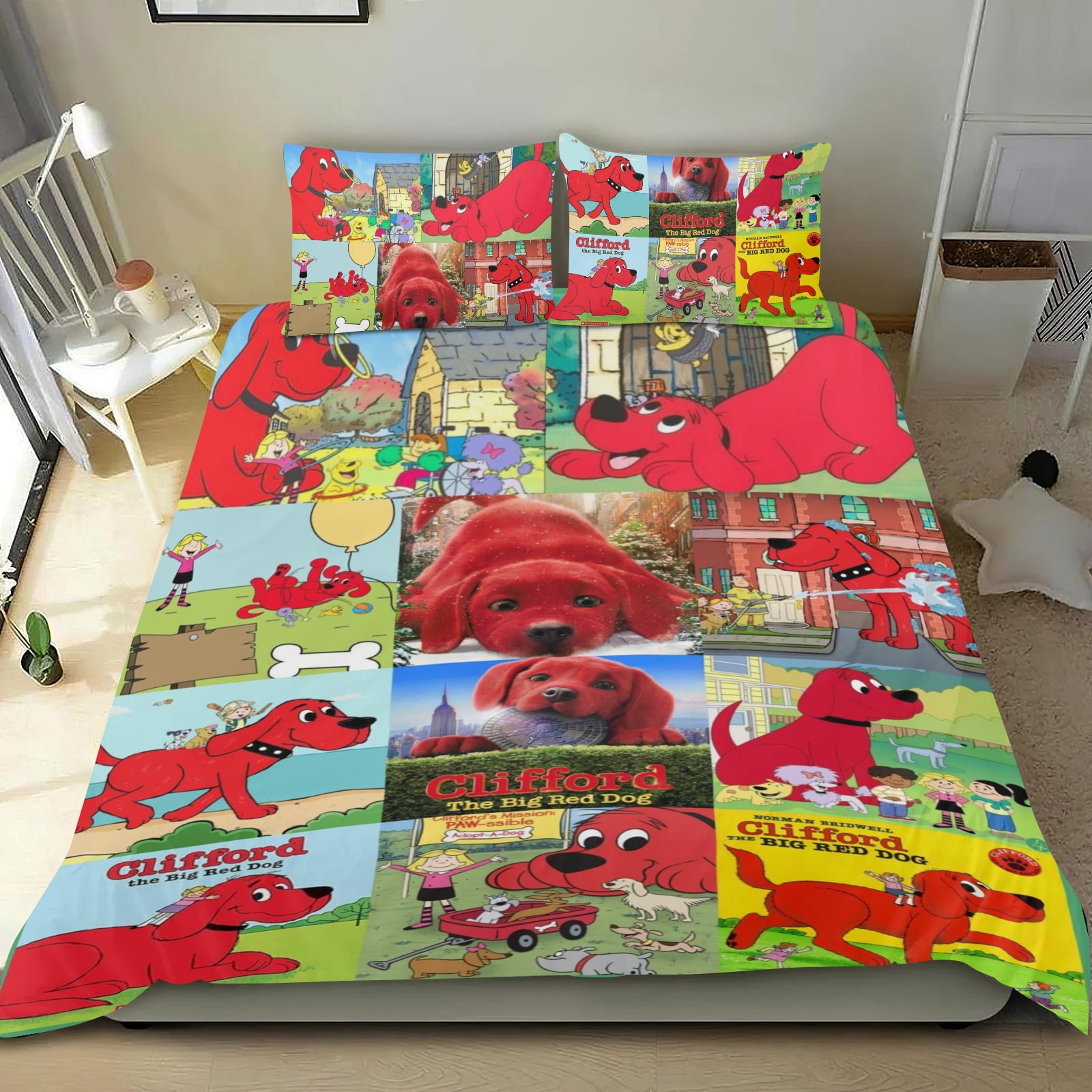 Clifford the Big Red Dog Comforter Set for Kids Teens Girls Boys,3Pcs ...