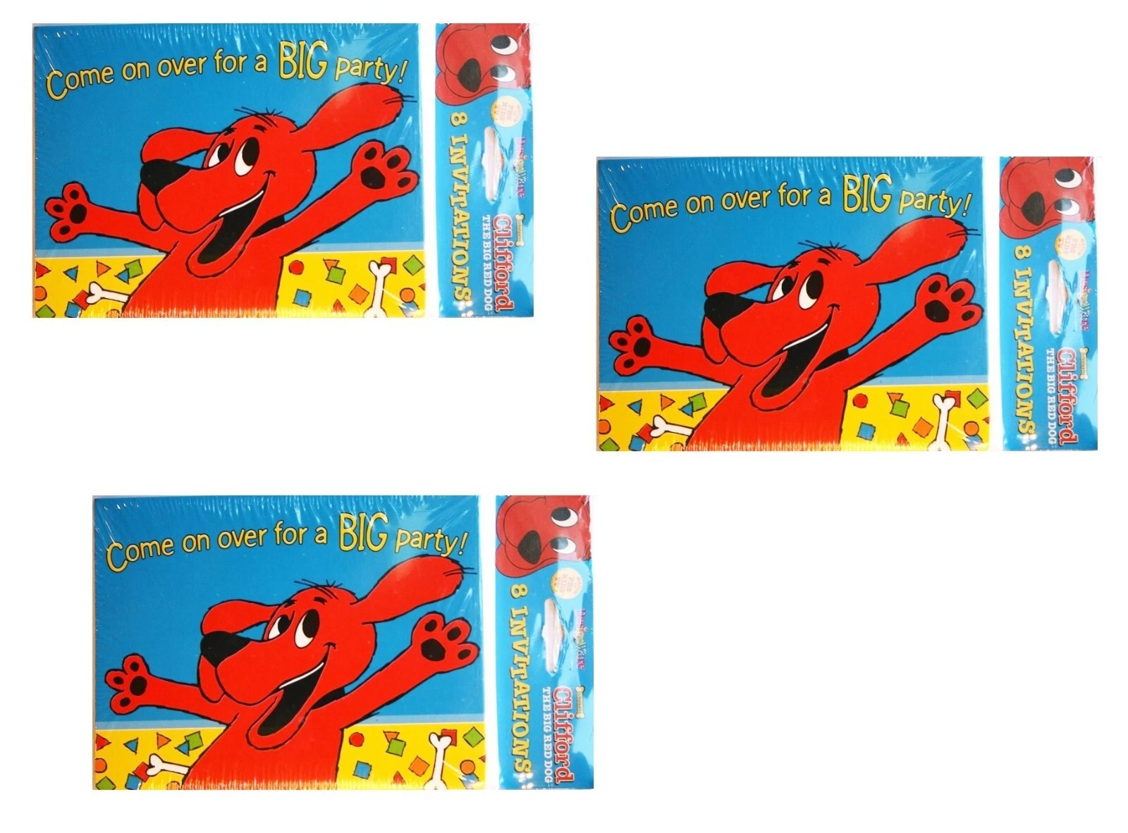 Clifford Birthday Party Supplies Party Invitations With Envelopes - 24 ...