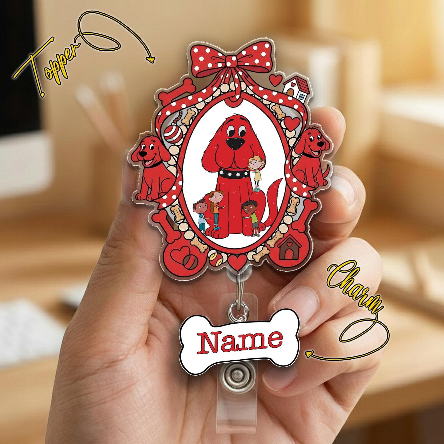 Clifford The Big Red Dog Badge Reel, Nurse Gifts For Women, Cute Gifts ...