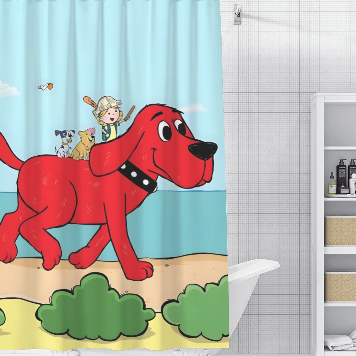 Clifford The Big Red Dog Shower Curtain 35*70.8 Inches Waterproof And ...
