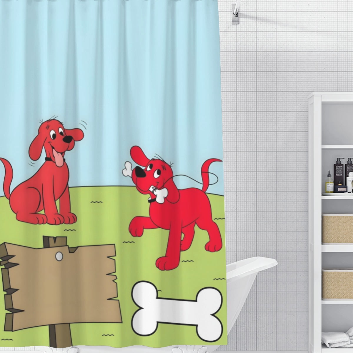 Clifford The Big Red Dog Shower Curtain 59*71 Inches Waterproof And ...