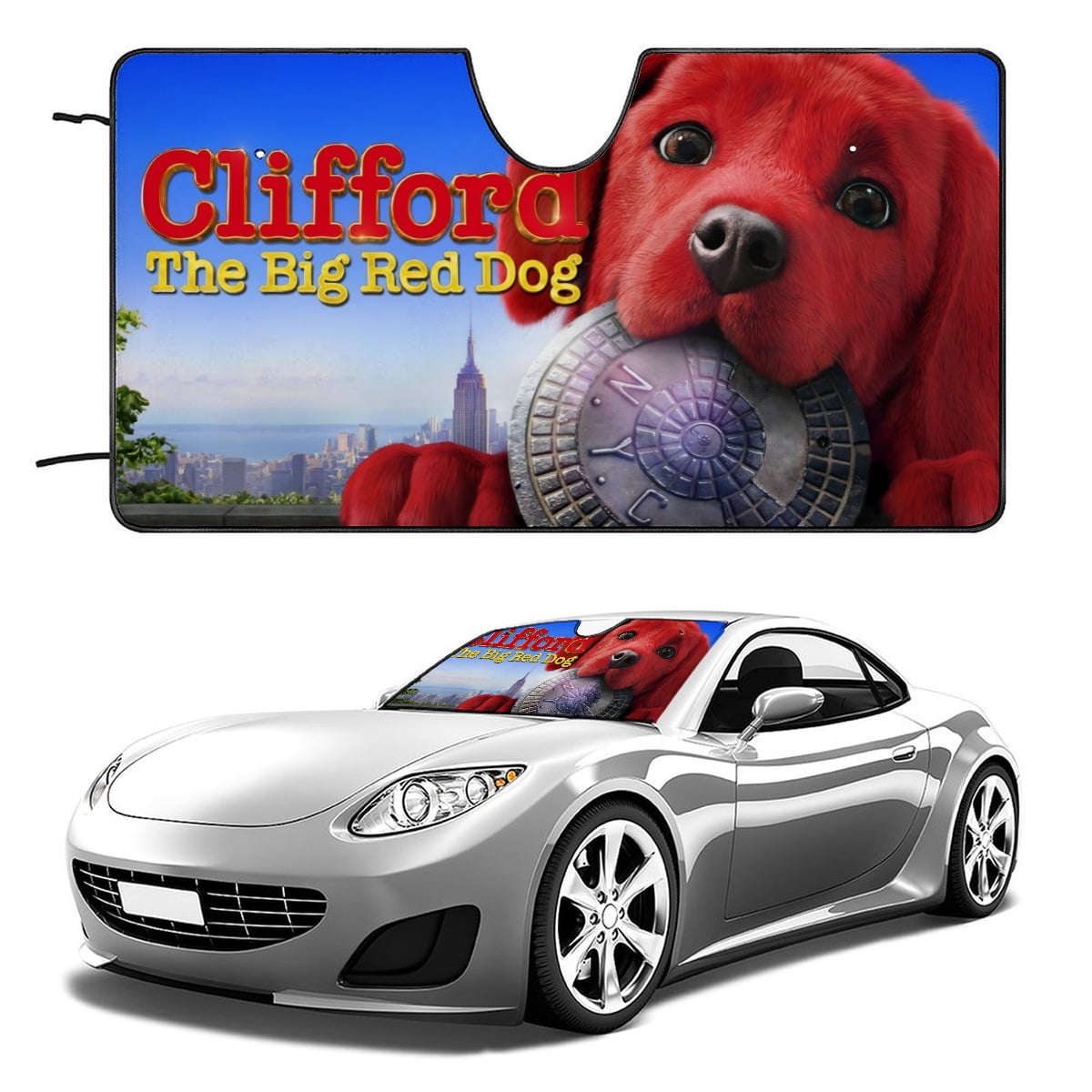 Clifford The Big Red Dog-theme Windshield Sun Shade Front Protector ...