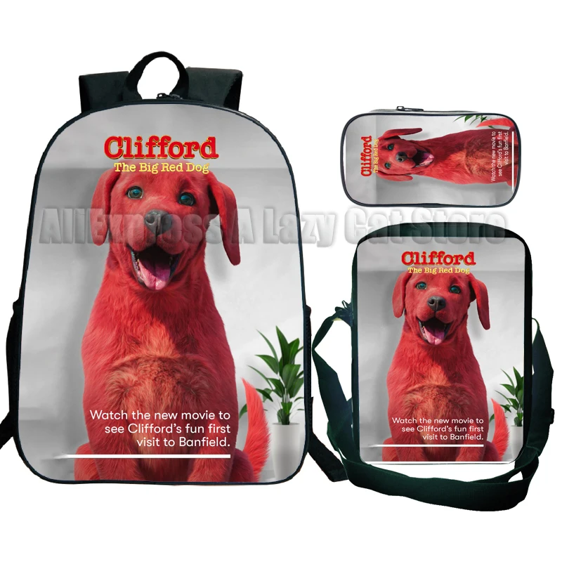 Clifford the Big Red Dog Bags 3pcs Bag For Teenage Backpack Anime ...