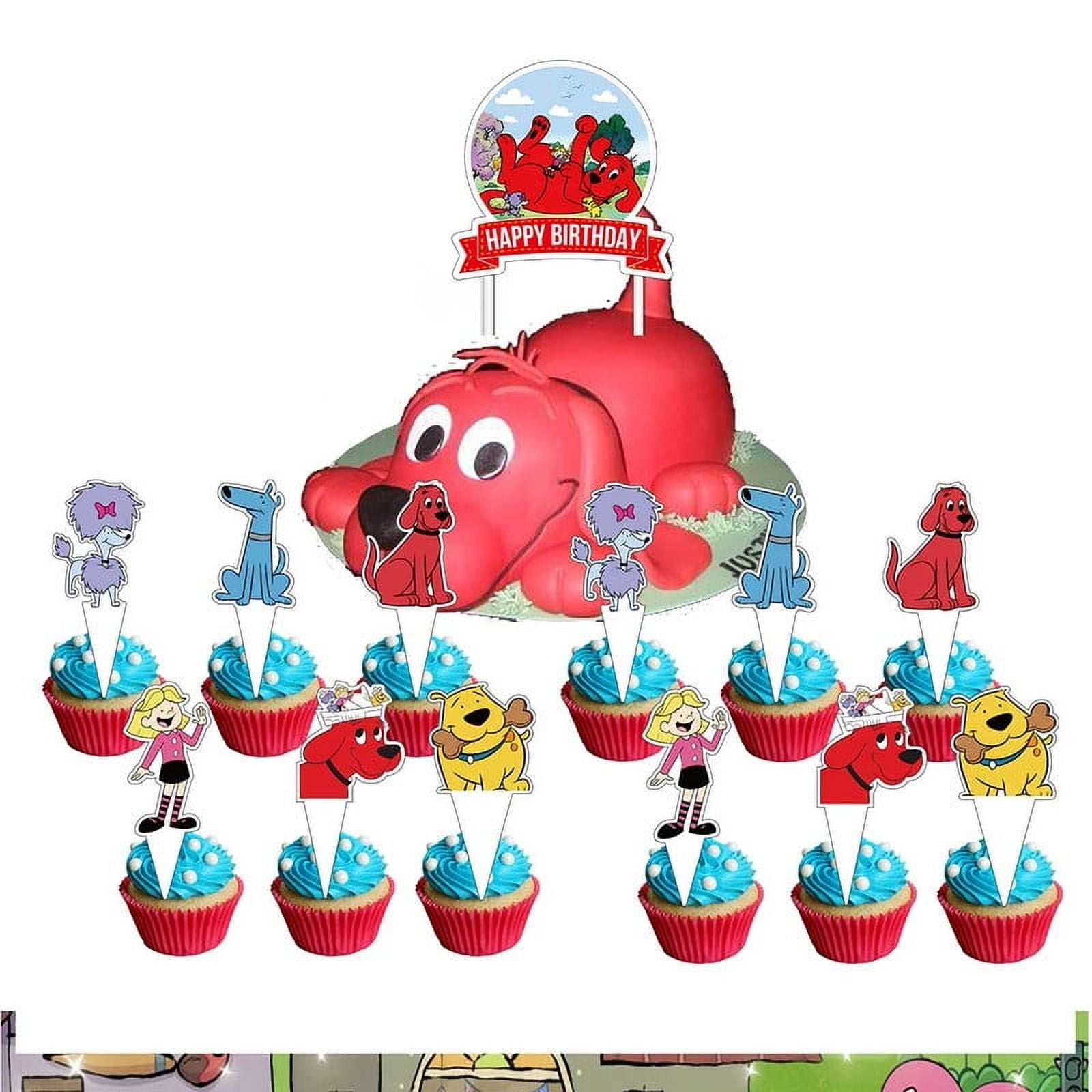 Clifford the Big Red Dog Cake Topper Cupcake Set Party Supplies ...