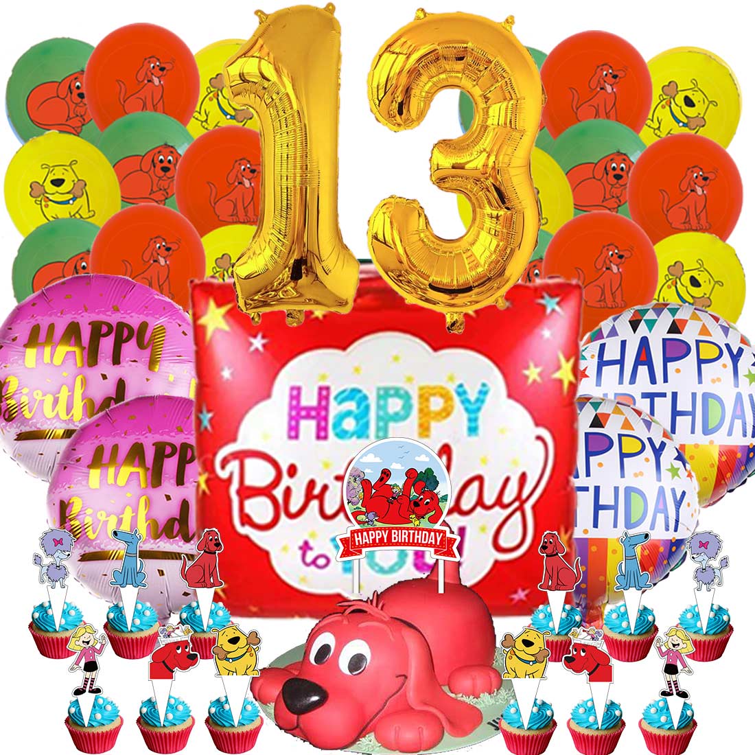 Clifford the Big Red Dog Party Supplies 13th Decor Kit Balloons ...
