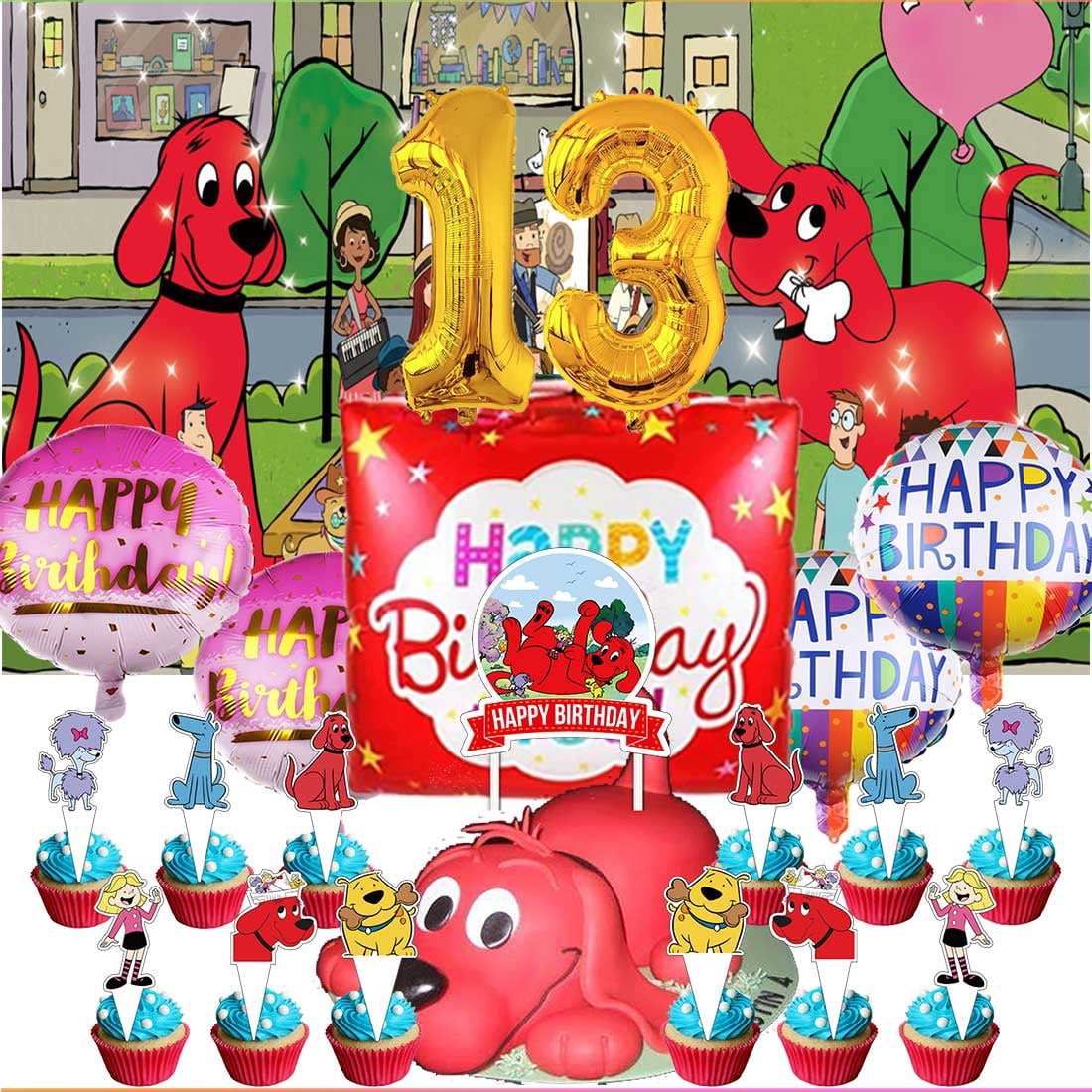 Clifford the Big Red Dog Party Supplies Decor 13th Kit Balloons ...