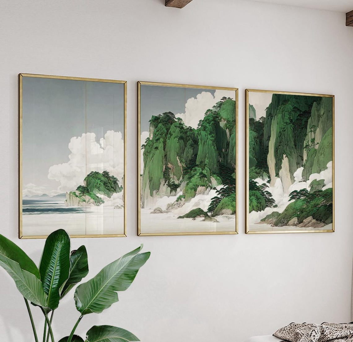 Cliffs Landscape Japanese Nature Art Wall Decor Art Set 3 Unframed ...