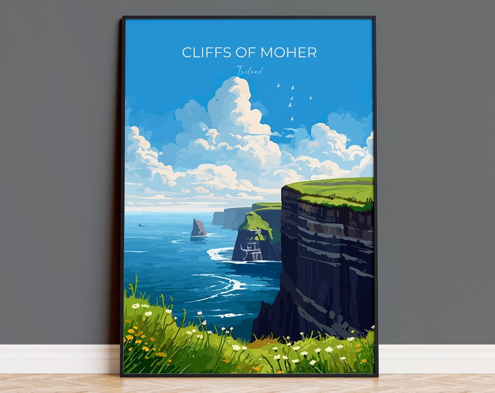 Cliffs Of Moher Print, Travel Poster Of Cliffs Of Moher, Cliffs Of ...