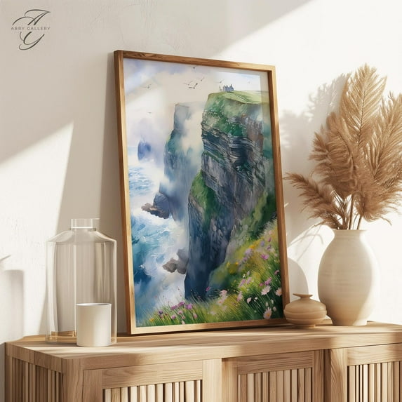 Cliffs Of Moher Art Poster: Misty Irish Coastal Landscape, Unframed ...