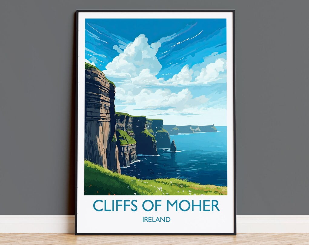 Cliffs Of Moher Poster, Travel Print Of Cliffs Of Moher, Ireland ...