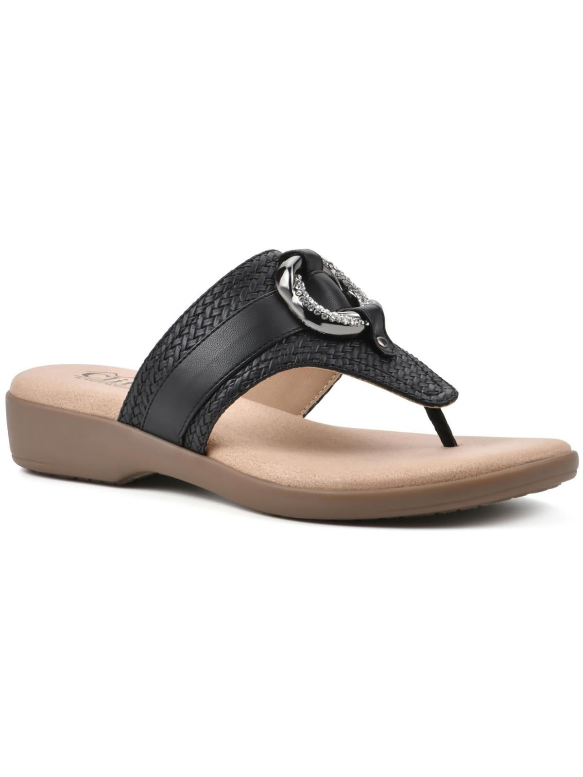 Cliffs by White Mountain Womens Benedict Embellished Faux Leather Thong ...