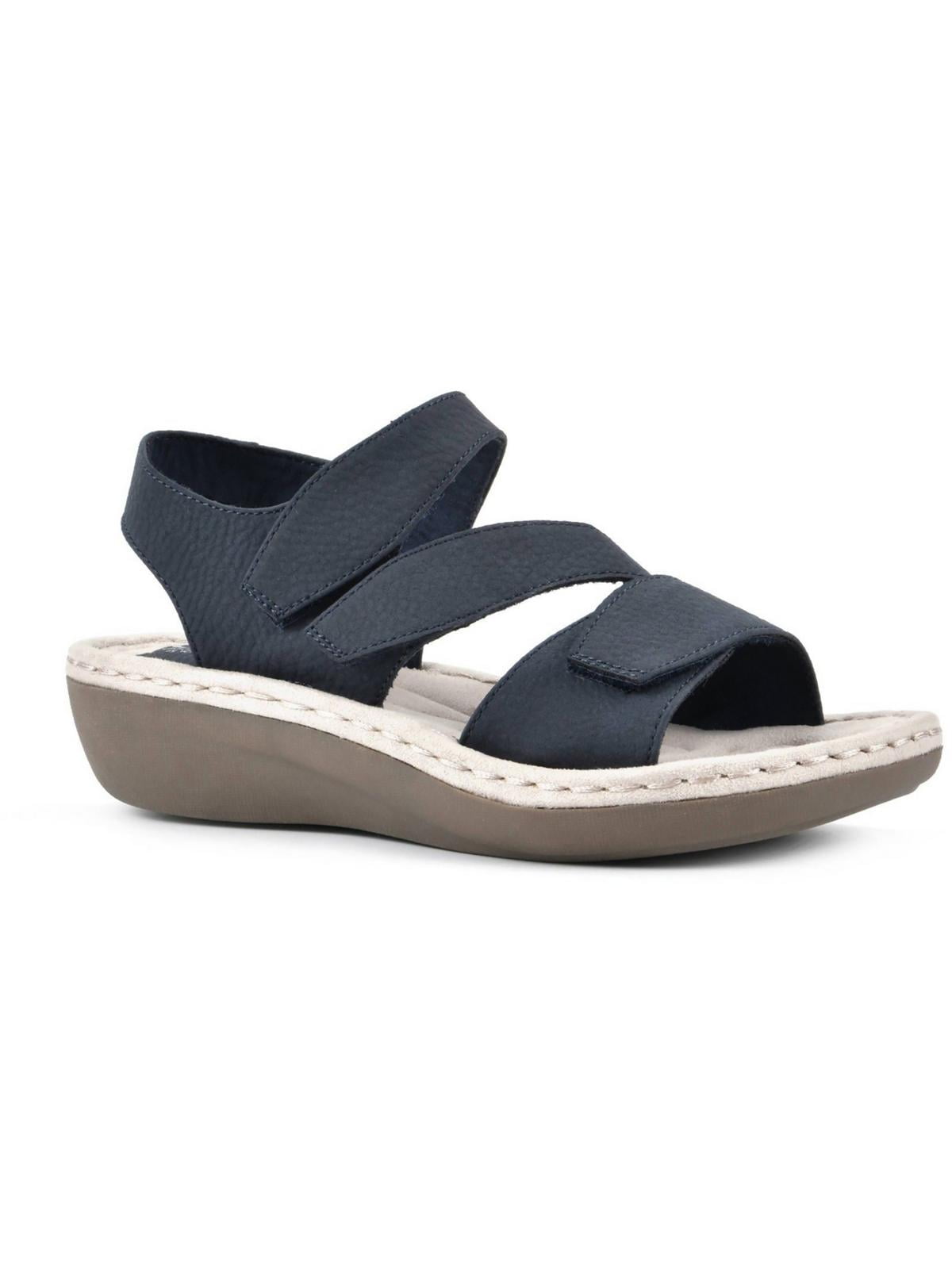 Cliffs by White Mountain Womens Calibre Faux Leather Open Toe Flat ...