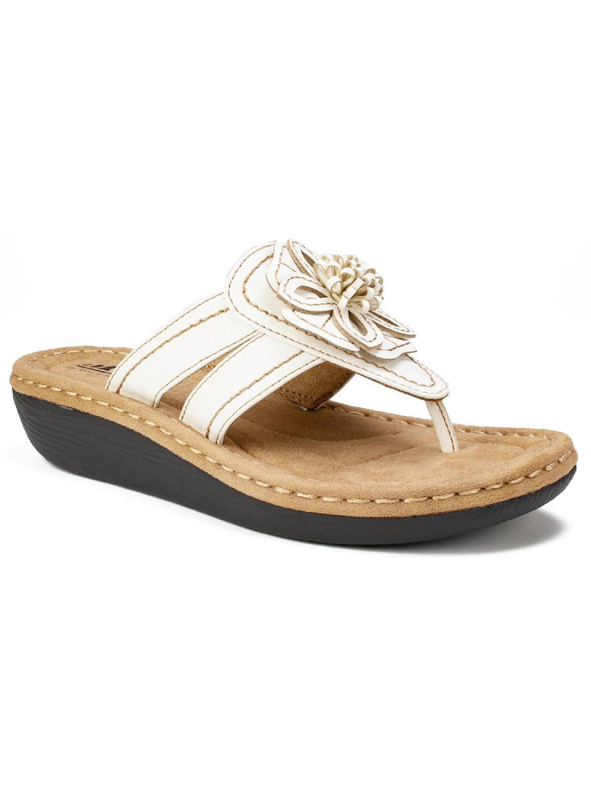 Cliffs by White Mountain Womens Carnation Faux Leather Slide On Thong ...