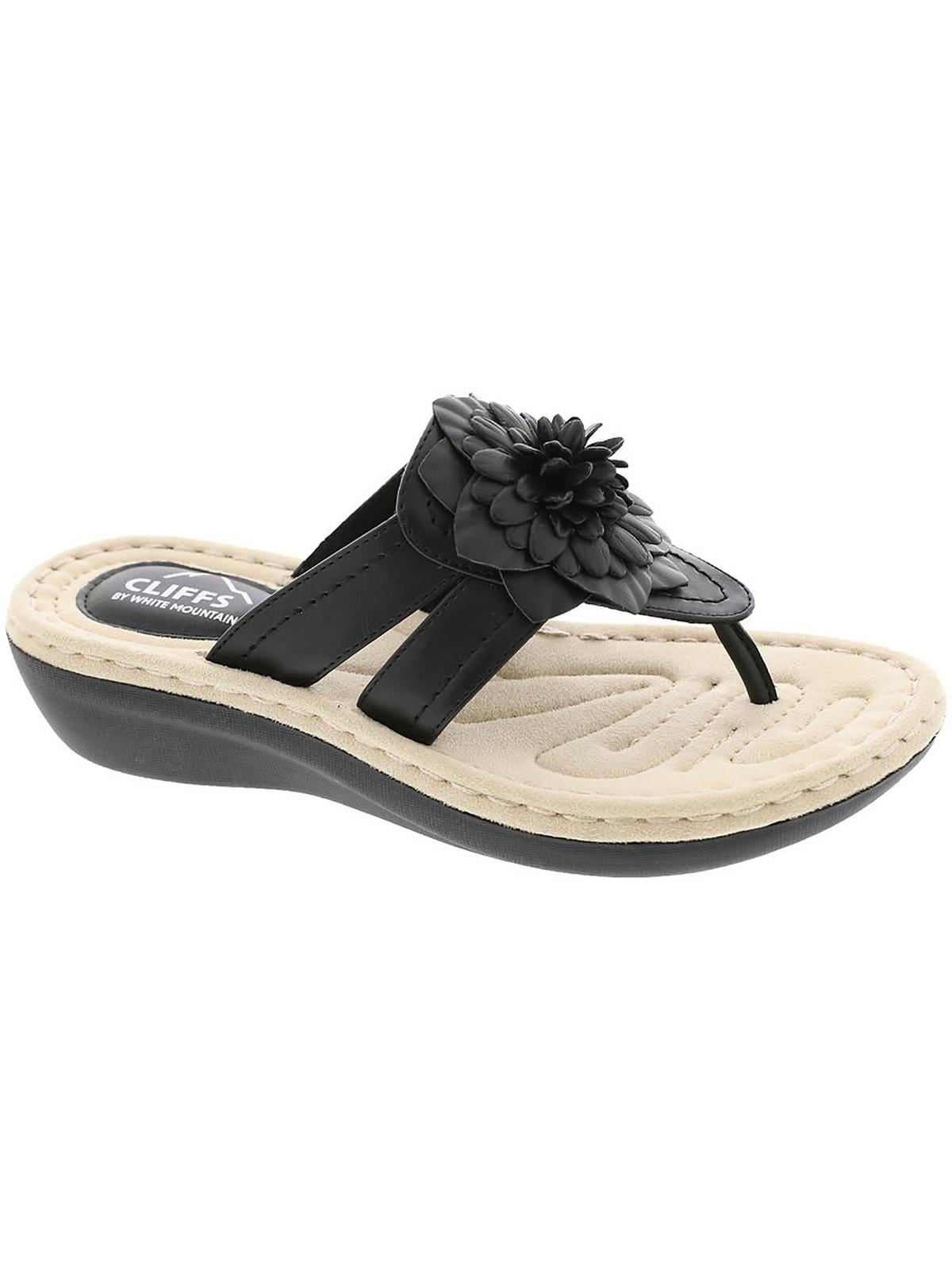 Cliffs by White Mountain Womens Cassia Faux Leather Thong Wedge Sandals ...