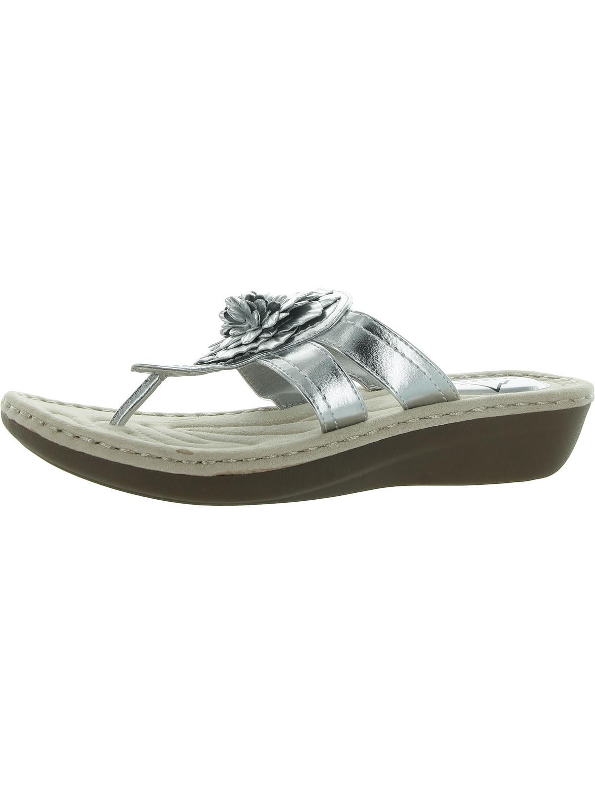 Cliffs by White Mountain Womens Cassia Faux Leather Thong Wedge Sandals ...