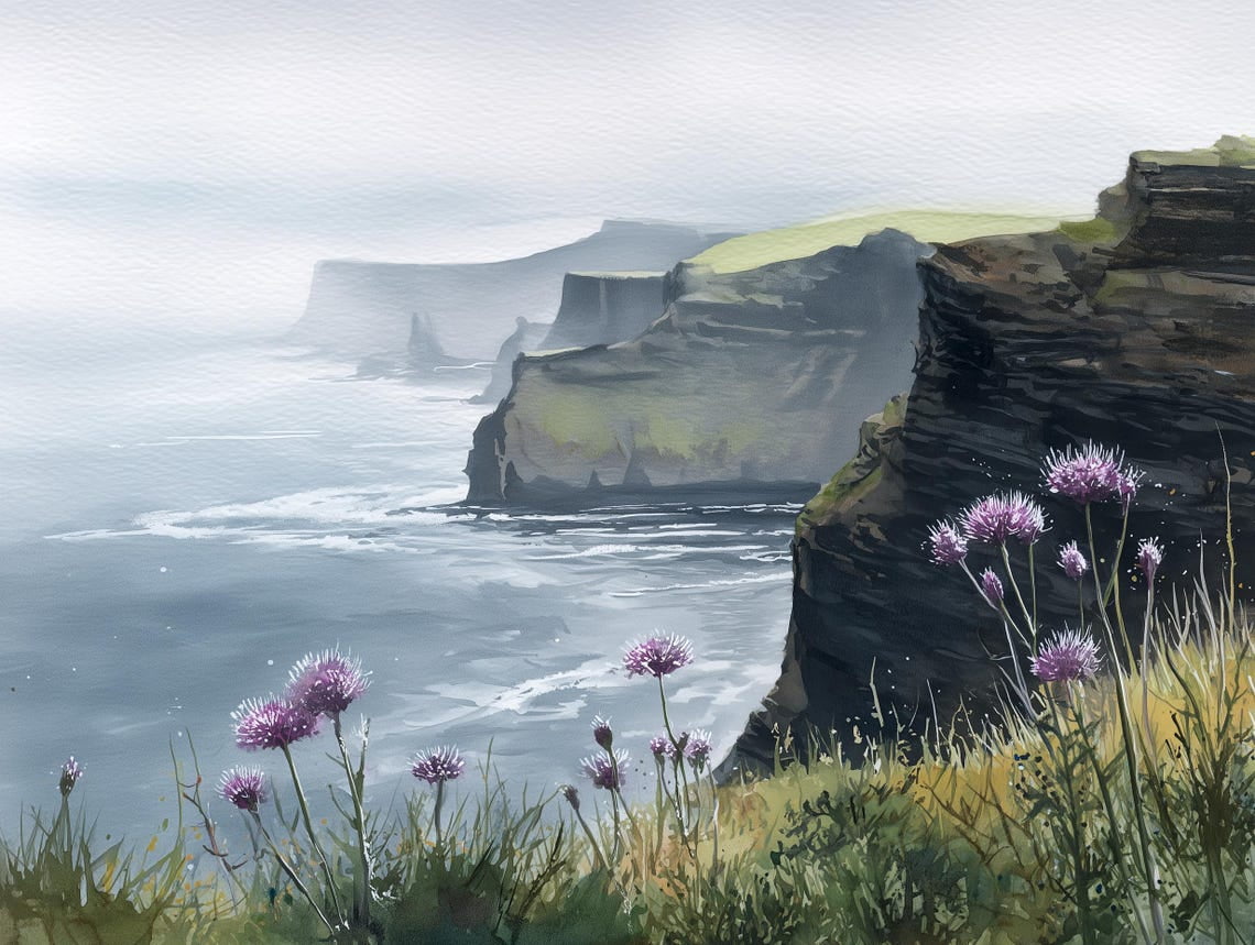 Cliffs of Moher Irish Coastal Seascape Art, Unframed Canvas - Walmart.com
