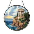 Cliffside Stone Temple Stained Glass Style Suncatcher – Window Decor ...