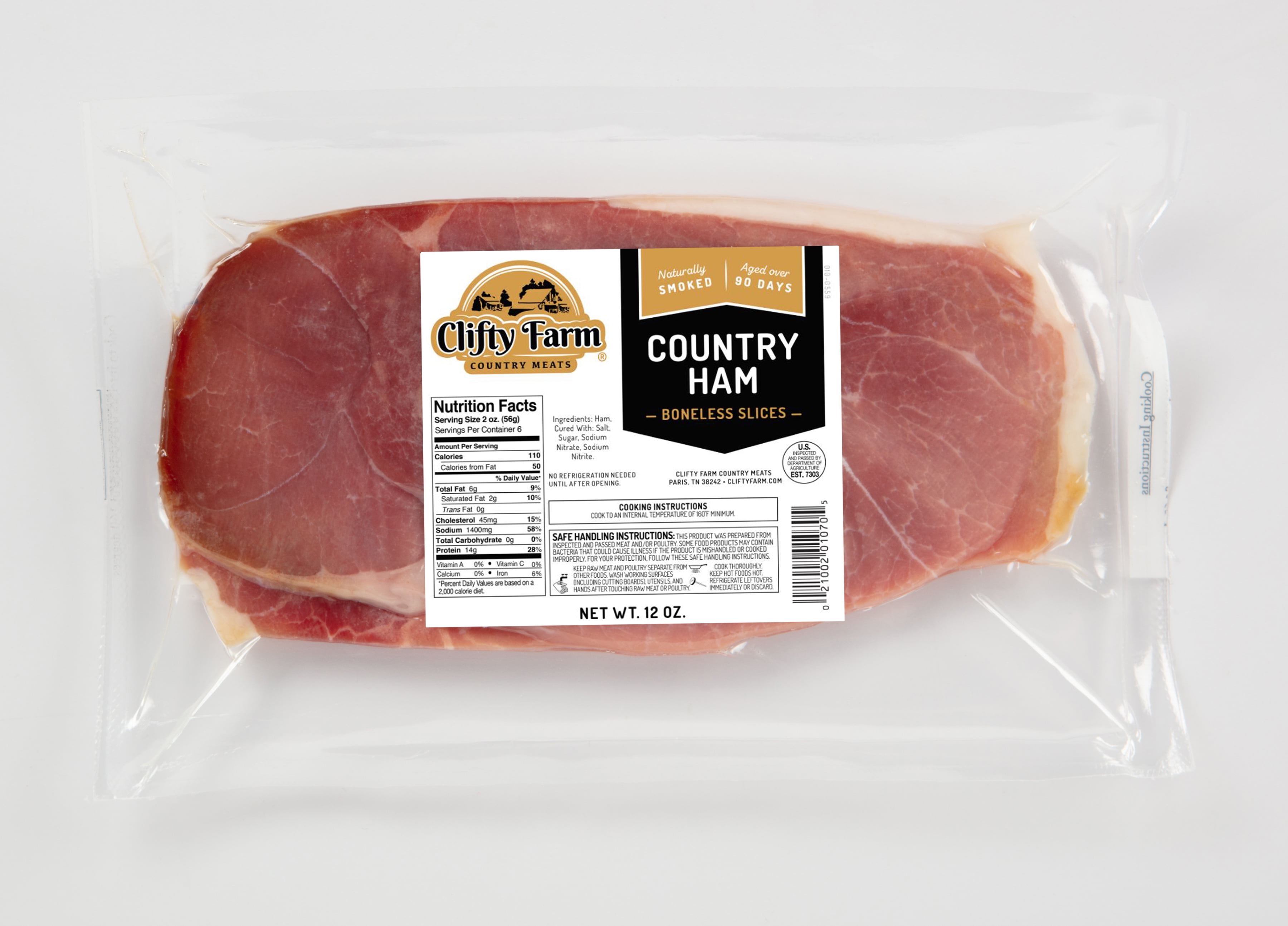 Clifty Farm, Pork, Country Ham, Dry Cured, 12oz Package, Boneless ...
