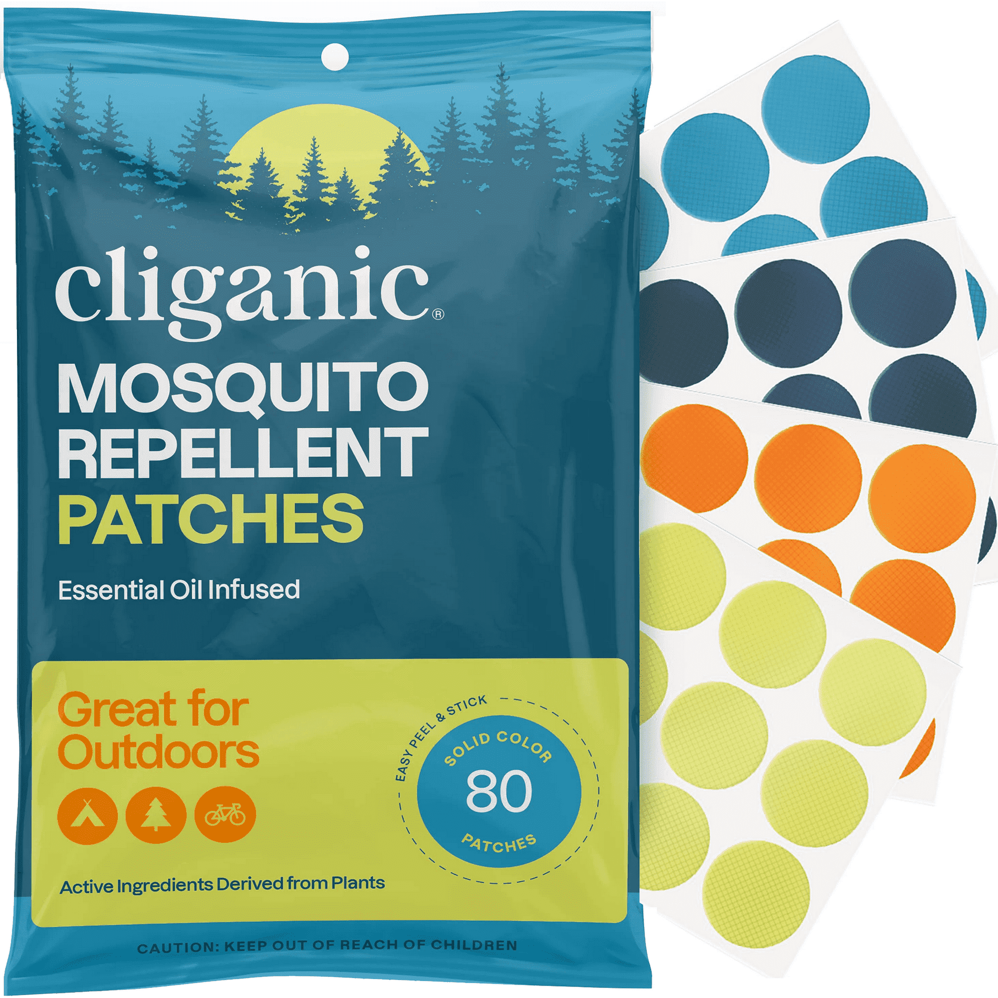 Cliganic Mosquito Repellent Patches Solid Color Bug Stickers for Kids and Adults, 80 Patches (2 ...