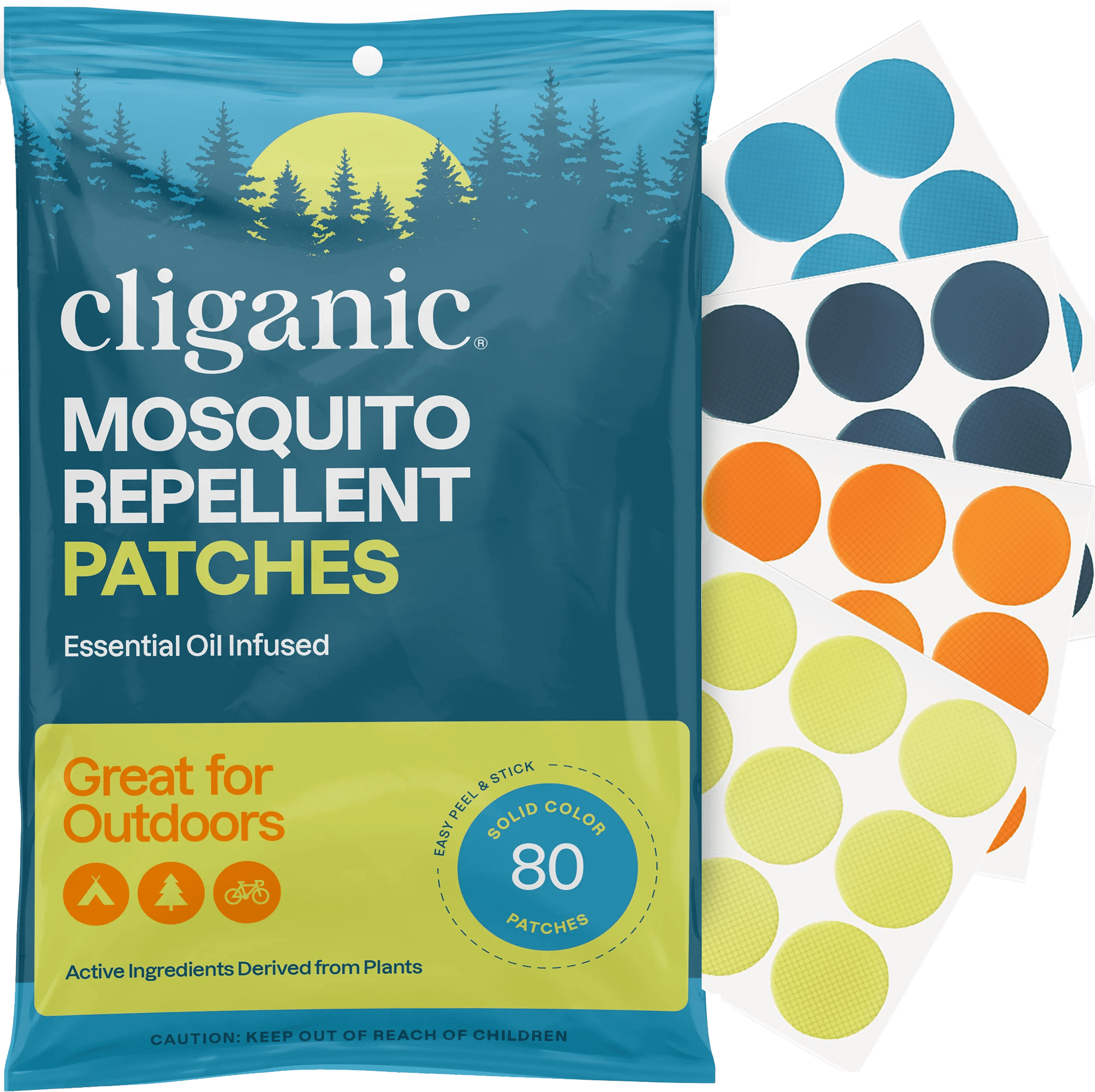 Cliganic Mosquito Repellent Patches Solid Color Bug Stickers for Kids ...