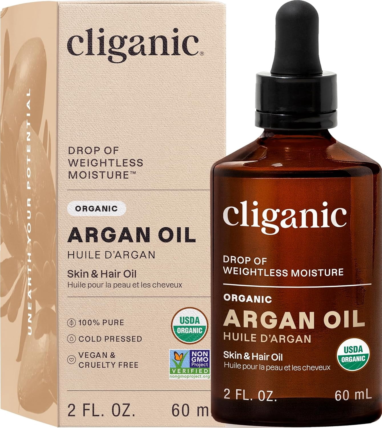 Cliganic Organic Argan Oil, 100% Pure, Cold Pressed, Hydrates Hair ...