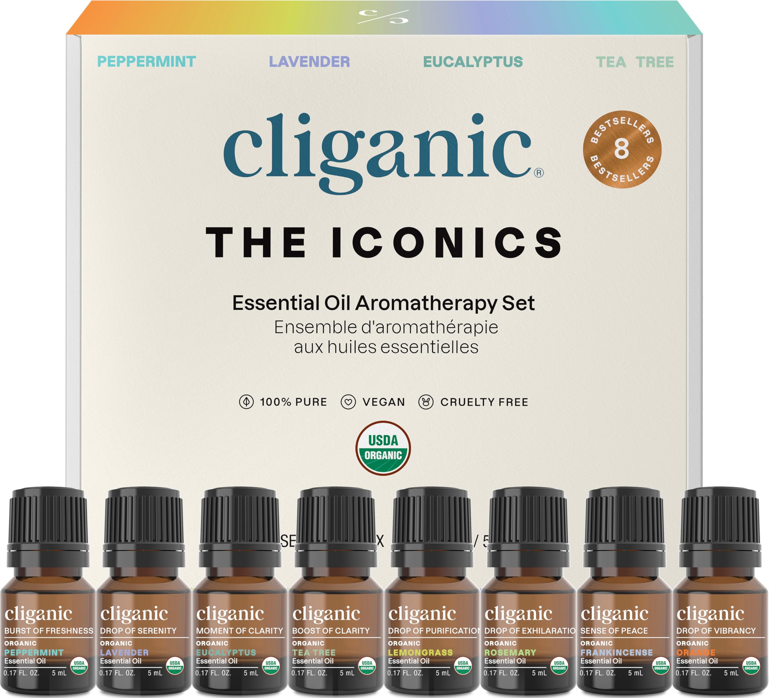 Cliganic Organic Aromatherapy Essential Oils Gift Set (Top 8 - The ...