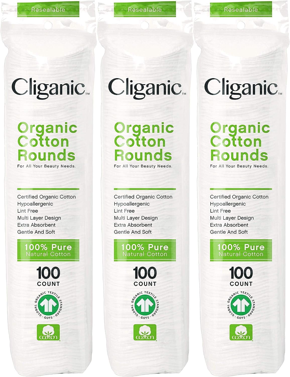 Cliganic Organic Cotton Rounds - 500 Count, Hypoallergenic, 100% Pure ...