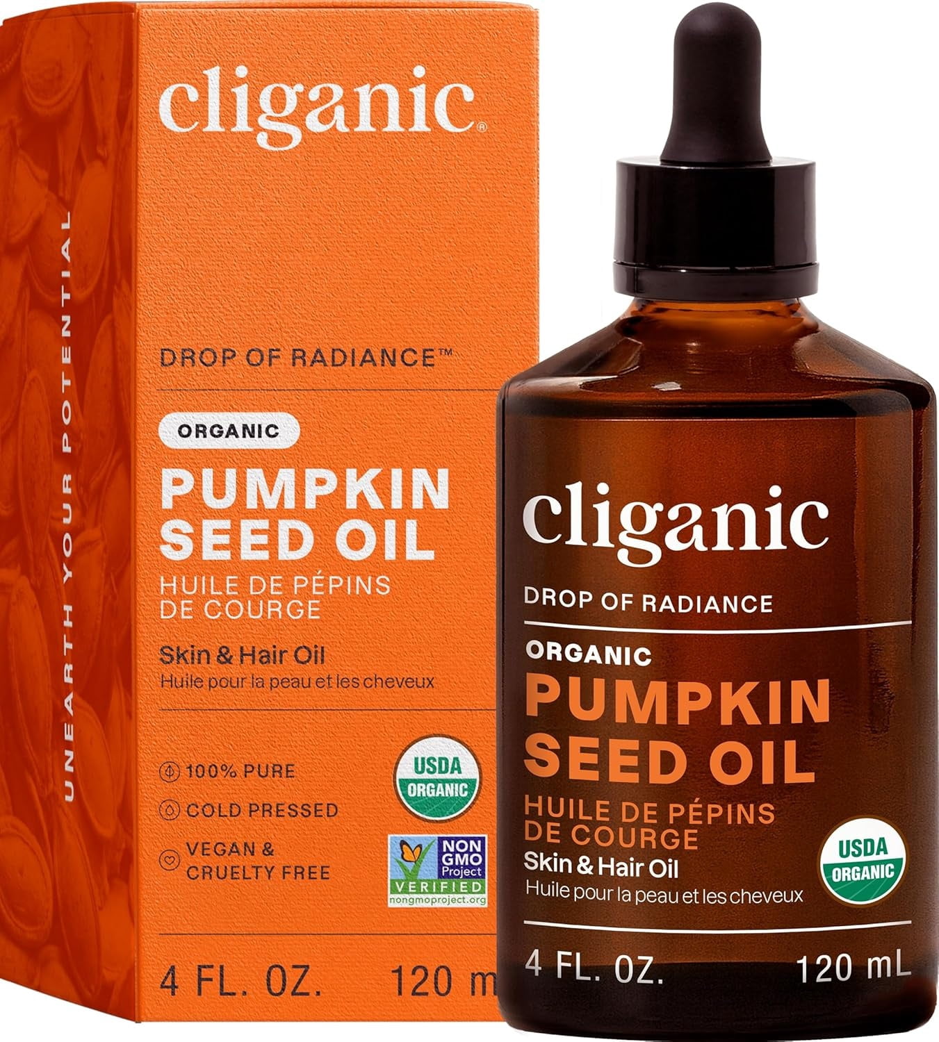 Cliganic Organic Pumpkin Seed Oil, Pure & Unrefined - Skin Nourishing ...