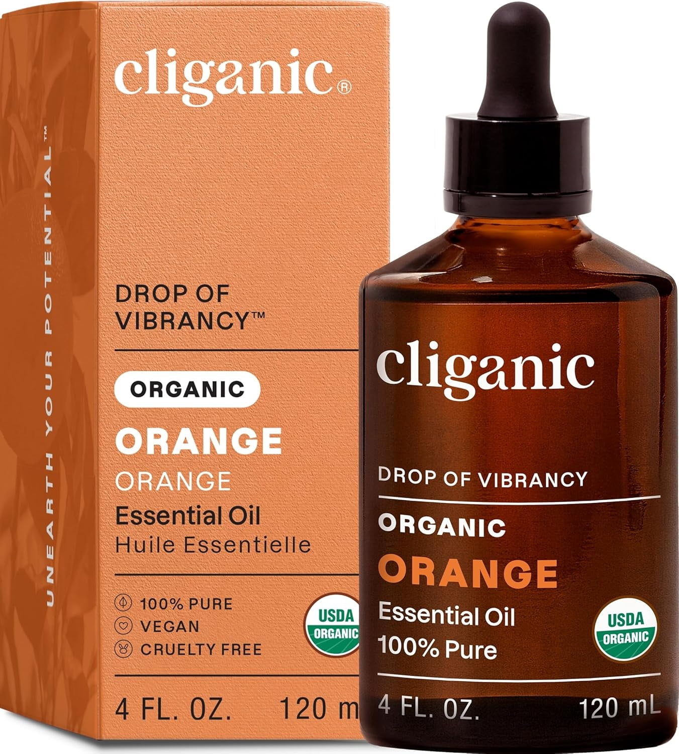 Cliganic USDA Organic Sweet Orange Essential Oil, 4oz - Pure, Natural ...