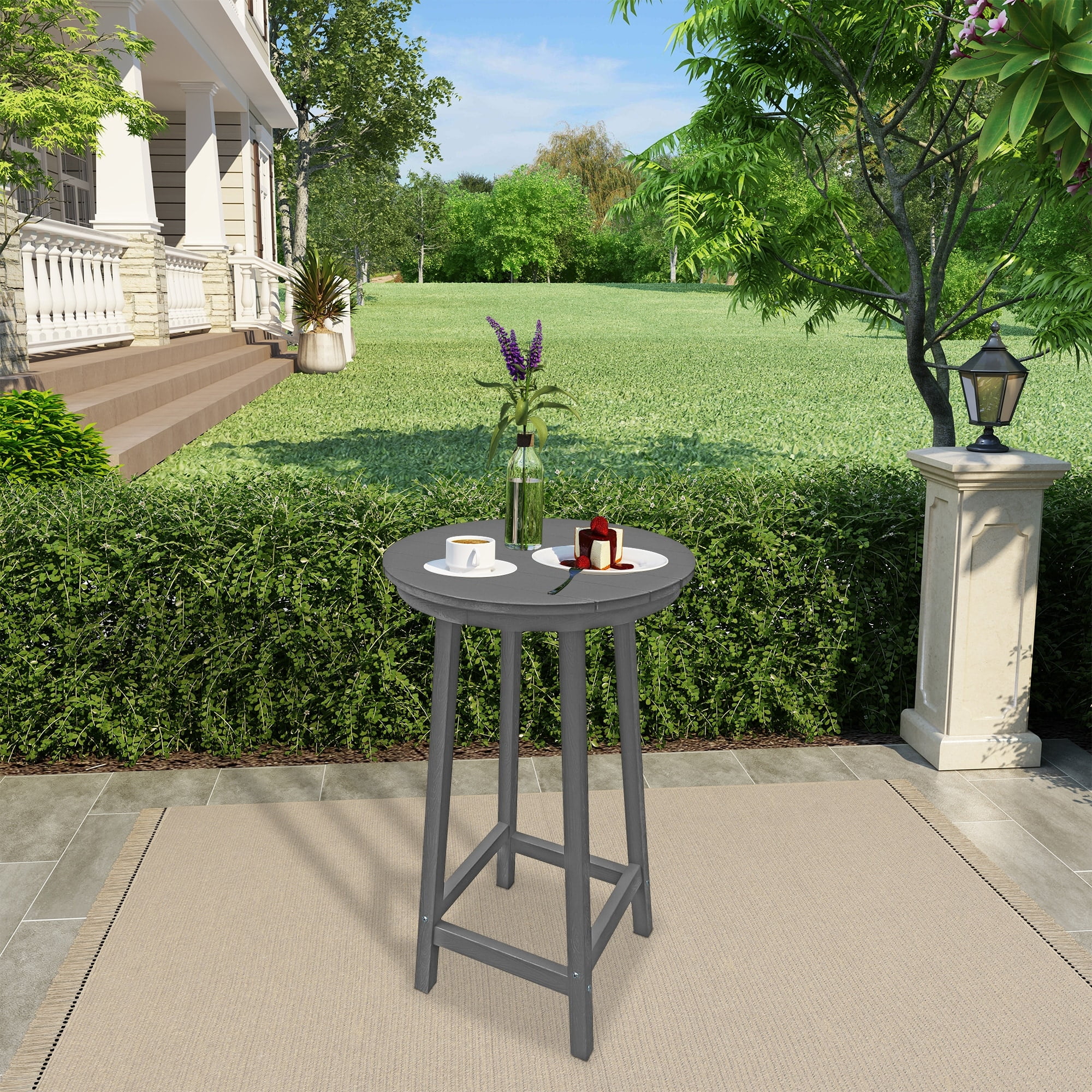 Clihome HIPS Outdoor Bar Height Bistro Table Grey - Walmart.com