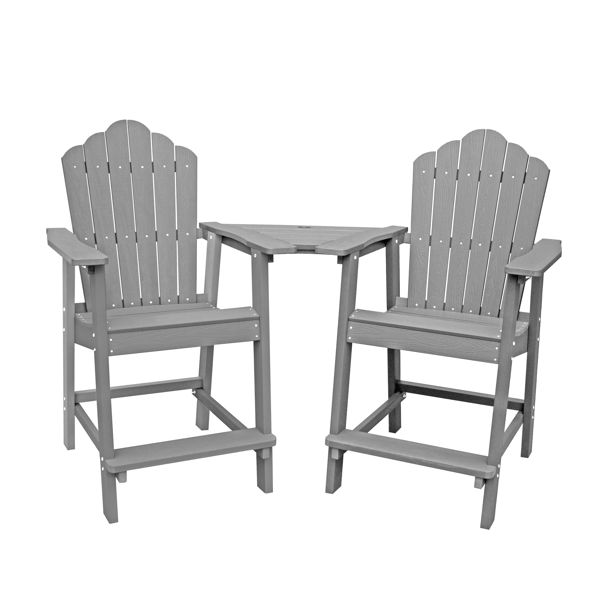 Clihome Patio Tall Adirondack Chair Set (Set of 2)with Connecting Tray ...
