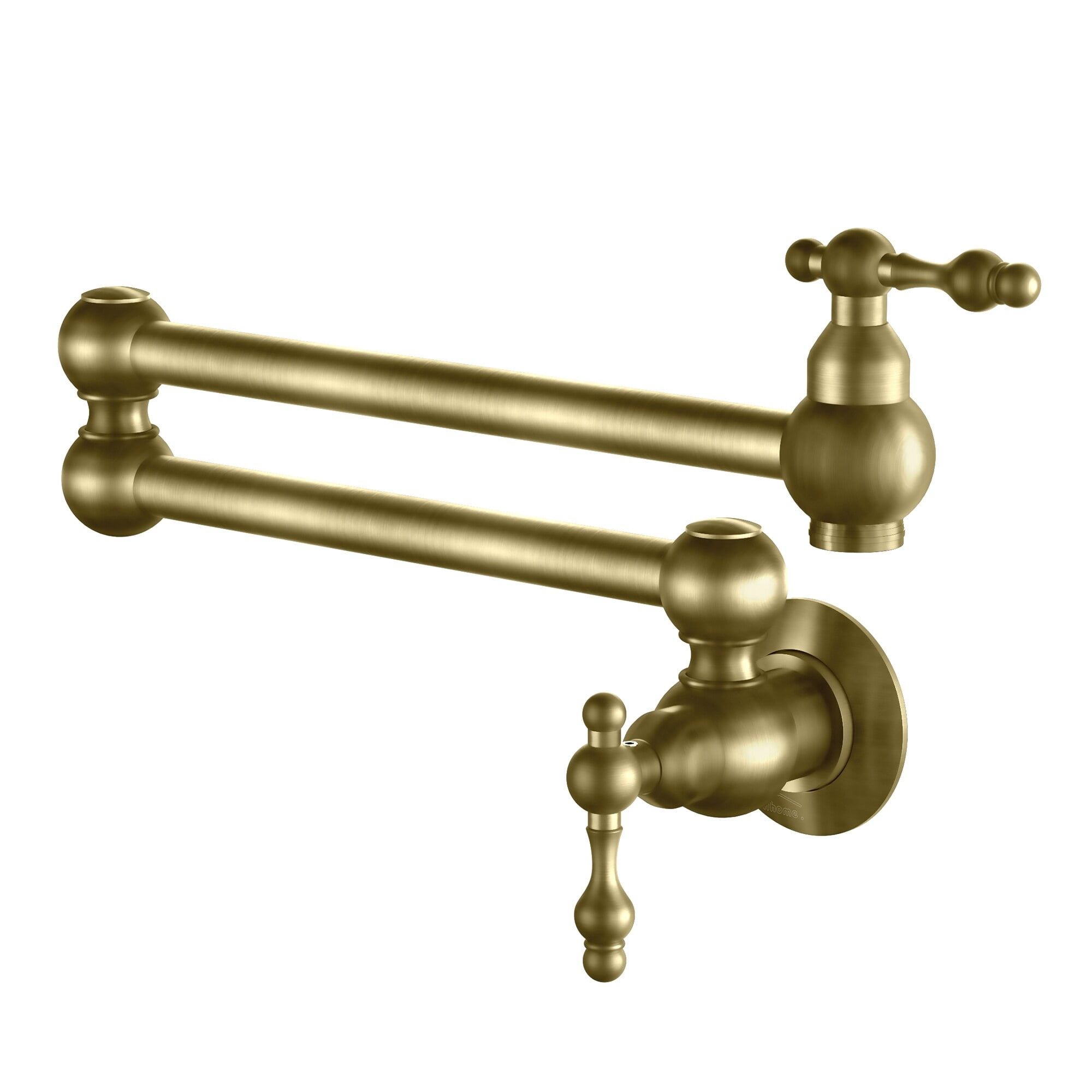Clihome Traditional Wall Mounted Kitchen Pot Filler Faucet Brushed Gold ...