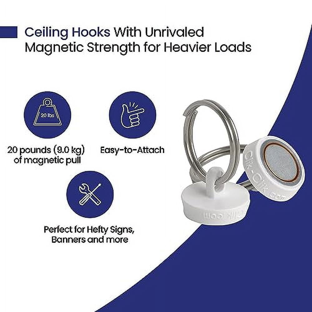 Clik-Clik Round Magnet Ceiling Hooks - Strong Magnets to Hang Displays ...