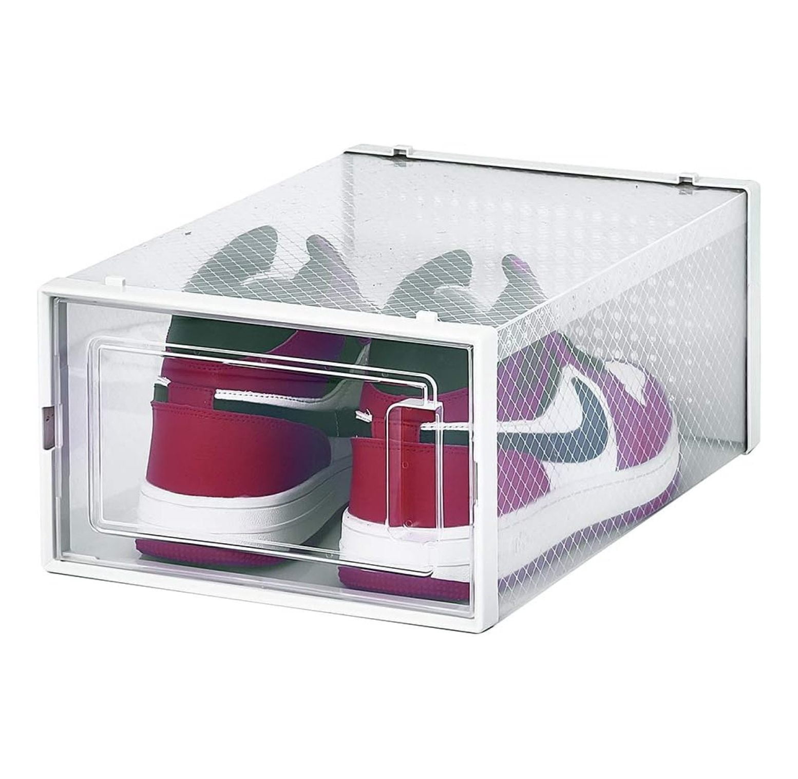 Clik Stackable Interlocking Shoe Box System (Standard Clear/White ...