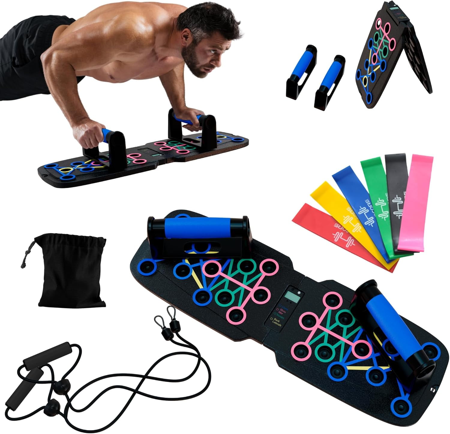 Clikshop Push Up Board – Foldable Push Up Bar System with Resista e ...